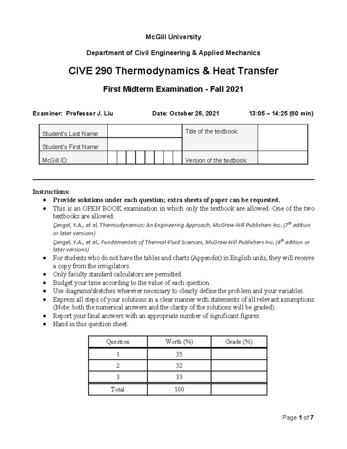 2021 Midterm Exam 1 rev - McGill University Department of Civil Engineering & Applied Mechanics ...