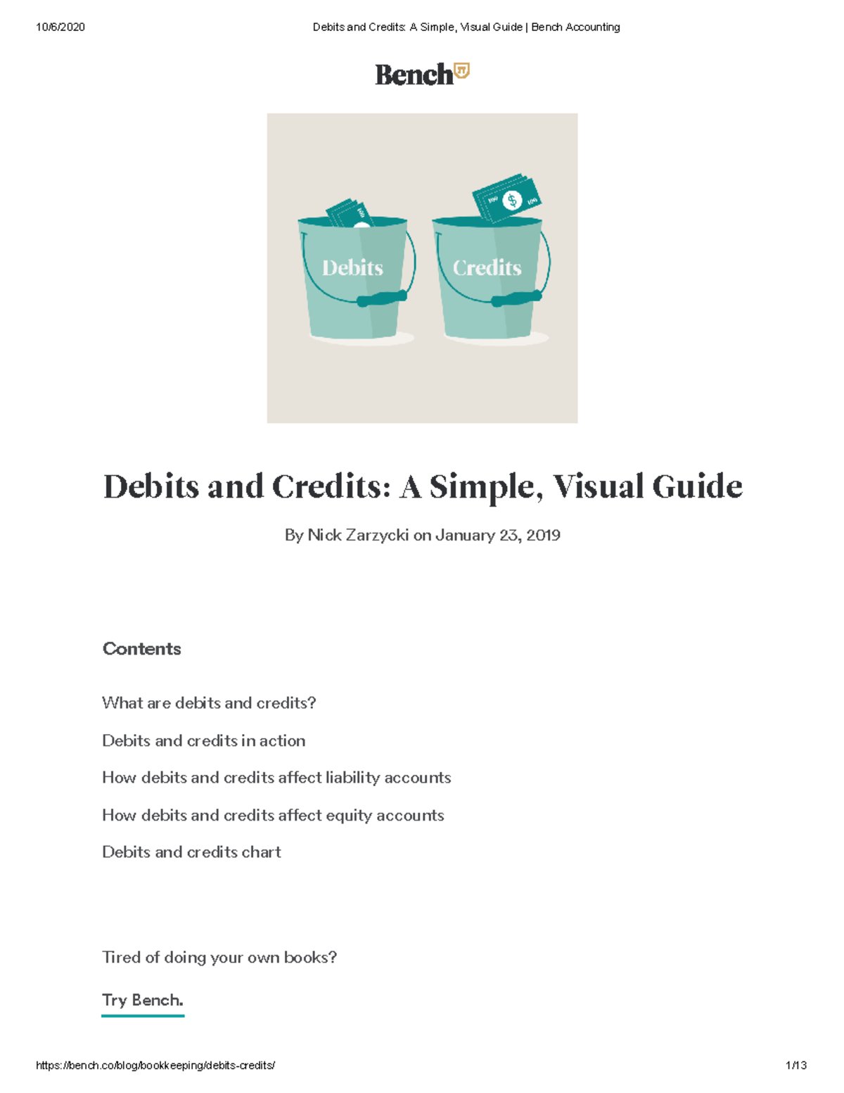 Debits and Credits A Simple, Visual Guide Bench Accounting - Debits and ...
