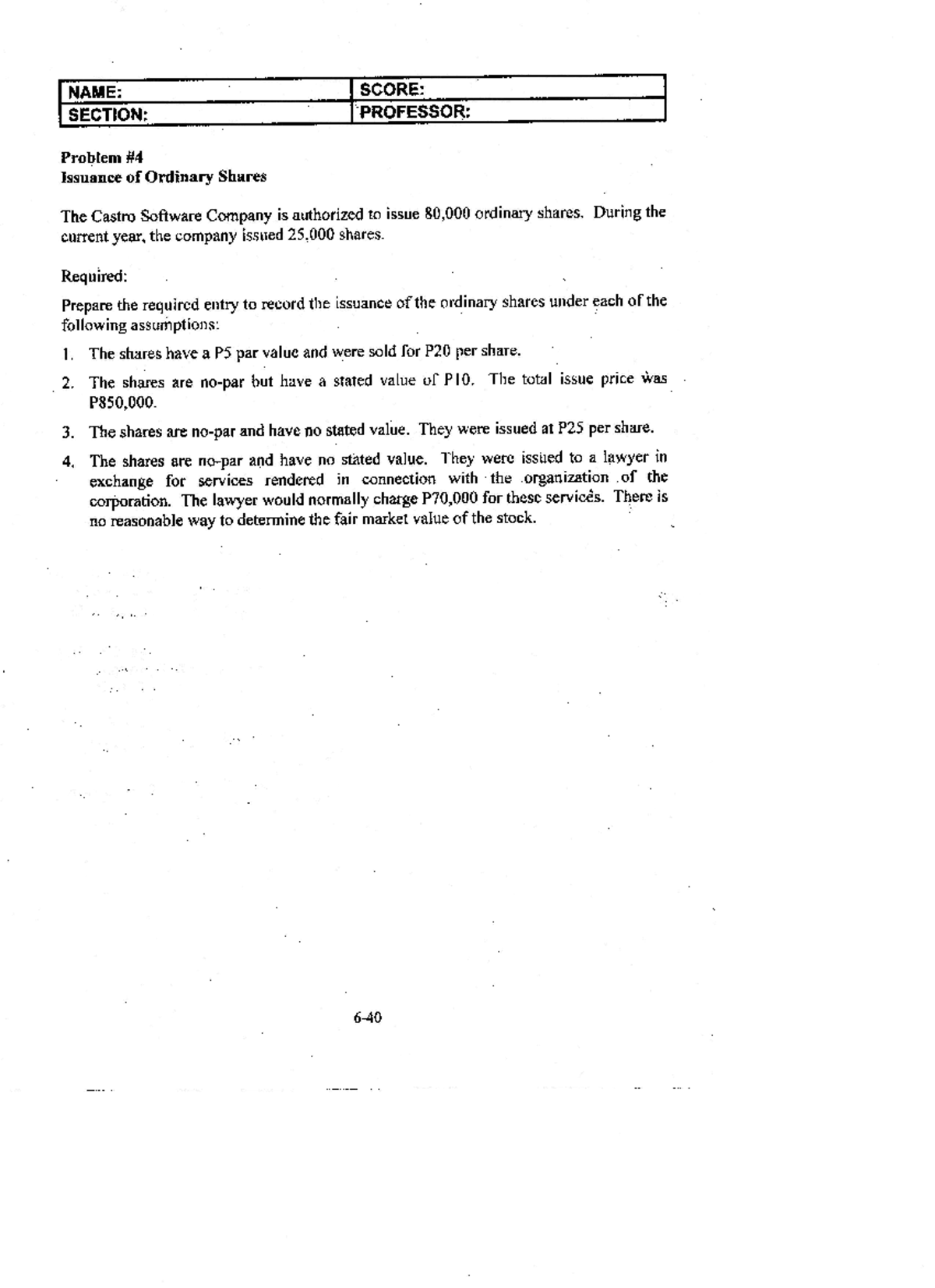 Share Capital Exercises No. 4 - Accountancy - Studocu