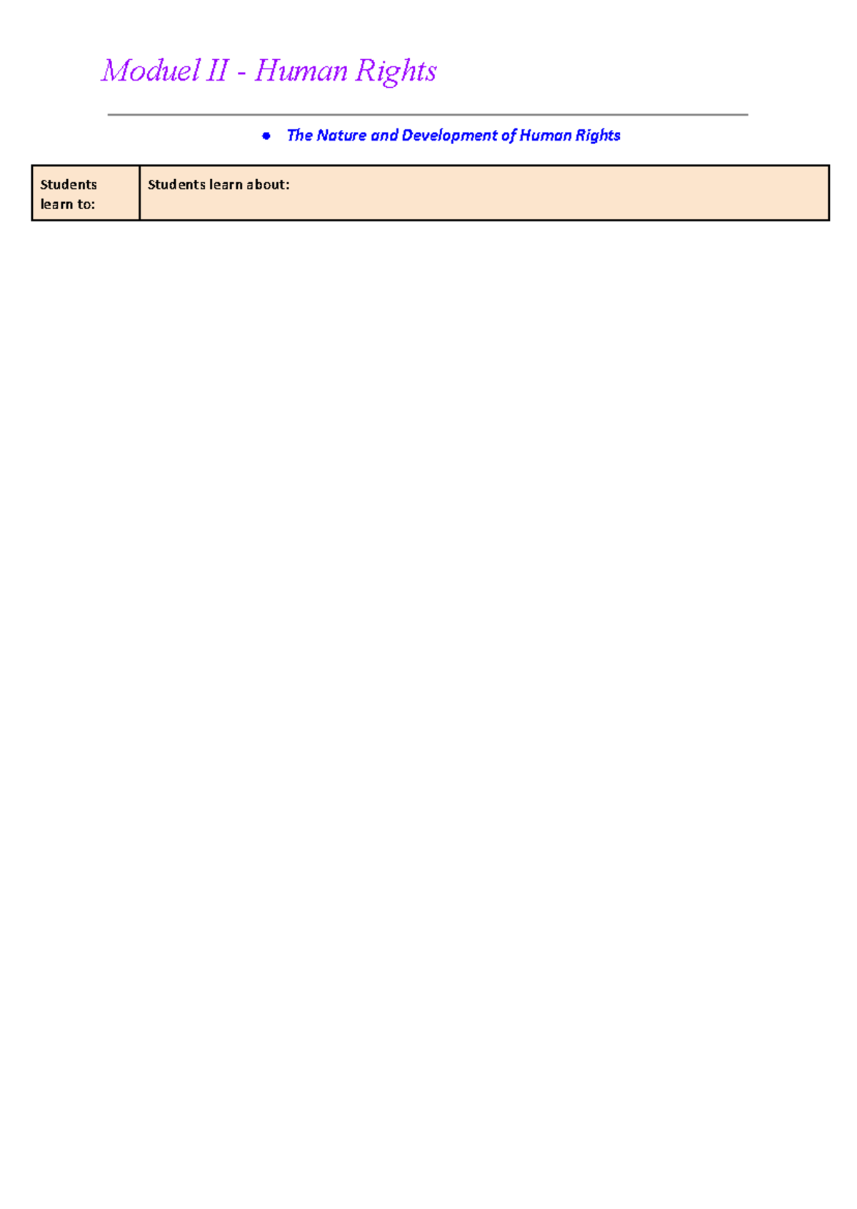 Module II - Human Rights notes - The Nature and Development of Human ...