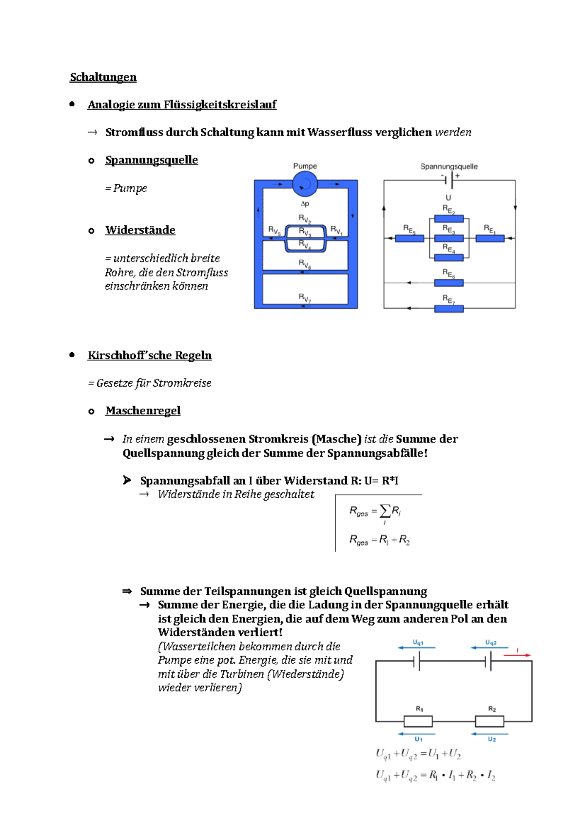 Schaltungen - TB3 Physik - Schaltungen Analogie zum ...