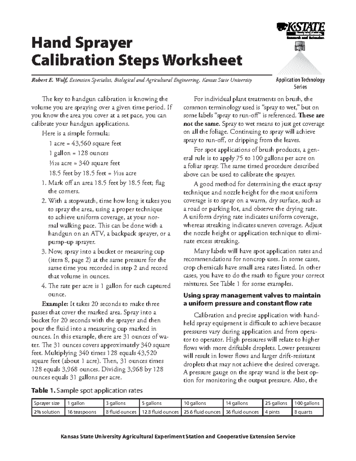 905 - Hjjahhd - Hand Sprayer Calibration Steps Worksheet Kansas State ...