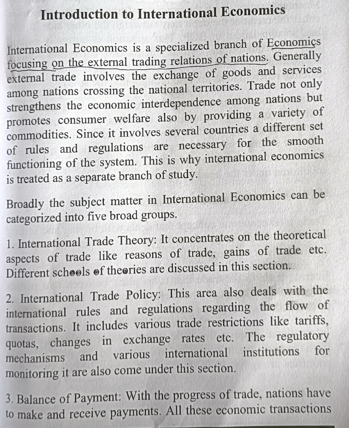 Introduction to international economics - BA Economics - Studocu