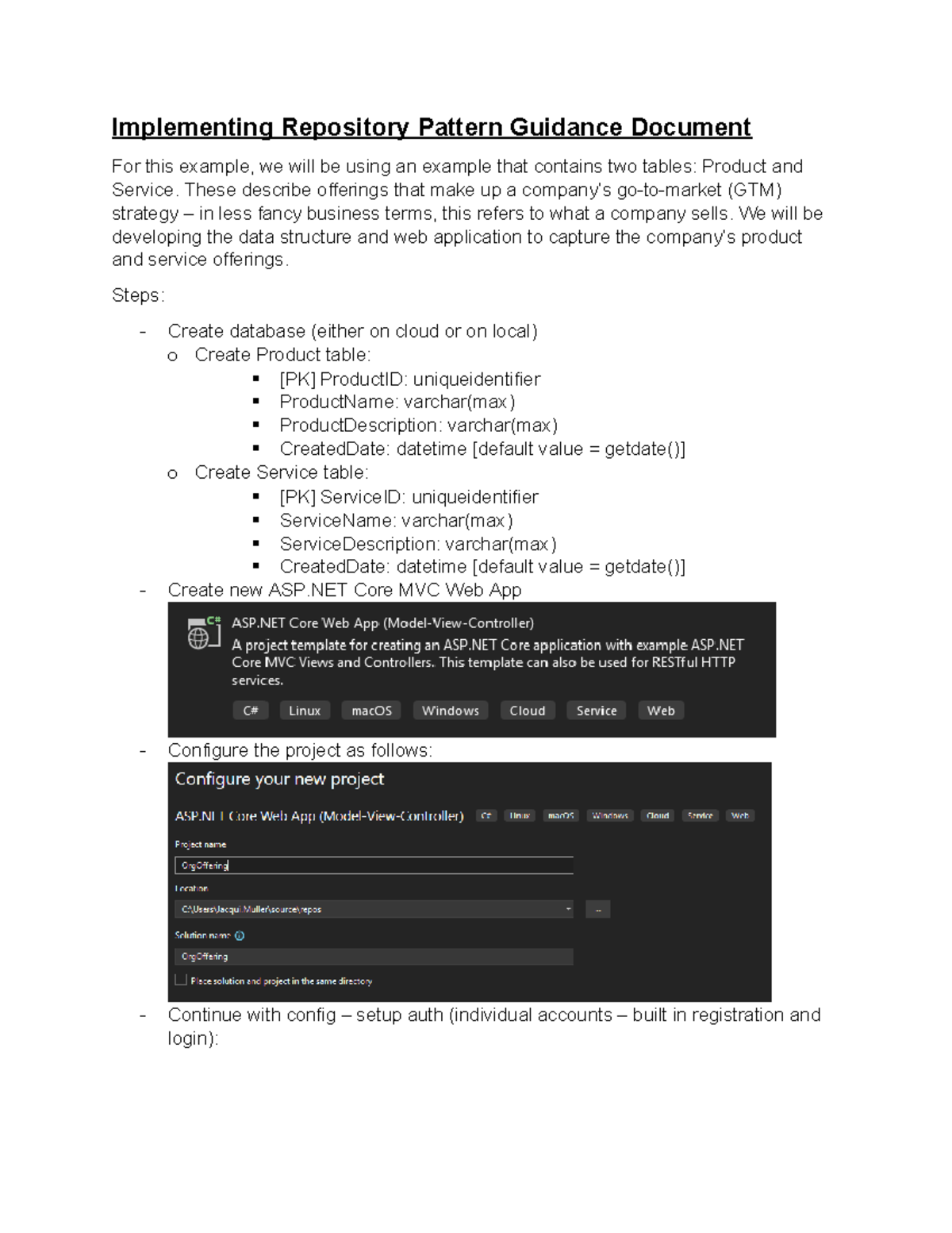 Implementing Repository Pattern Guidance Document - These describe ...