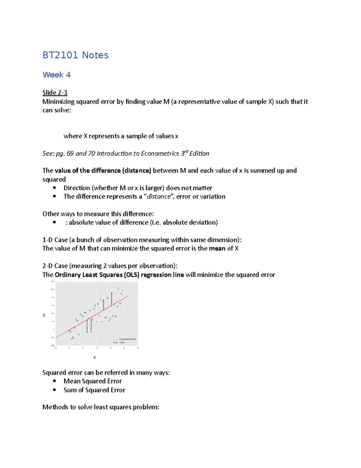 VK - Chapter-13 - BT2101 Notes Week 4 Slide 2- Minimizing squared error ...