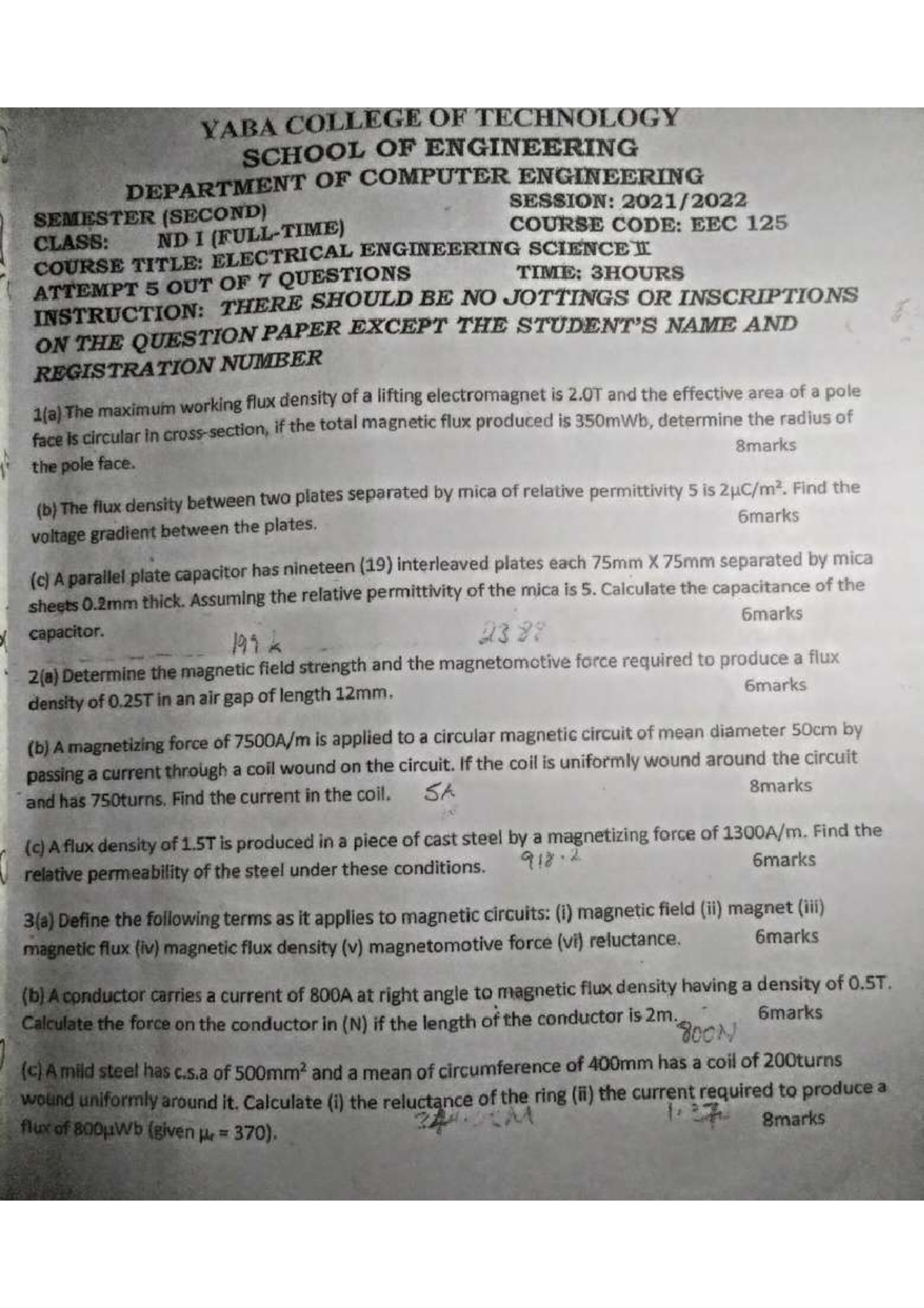 EEC 125 PAST Questions AND Answers - YABA COLLEGE OF TECHNOLOGY SCHOOL ...