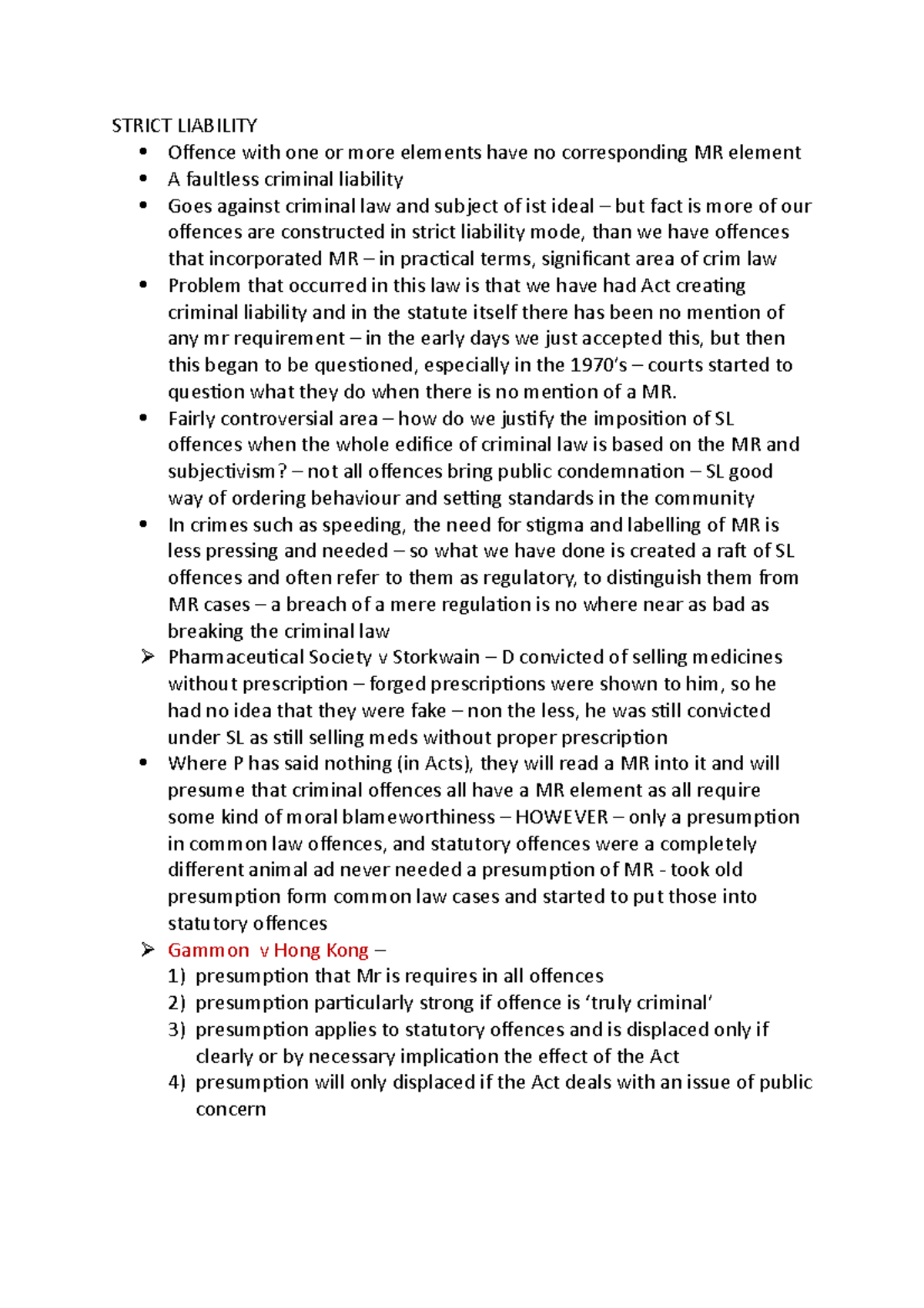 Strict Liability - STRICT LIABILITY Offence with one or more elements ...