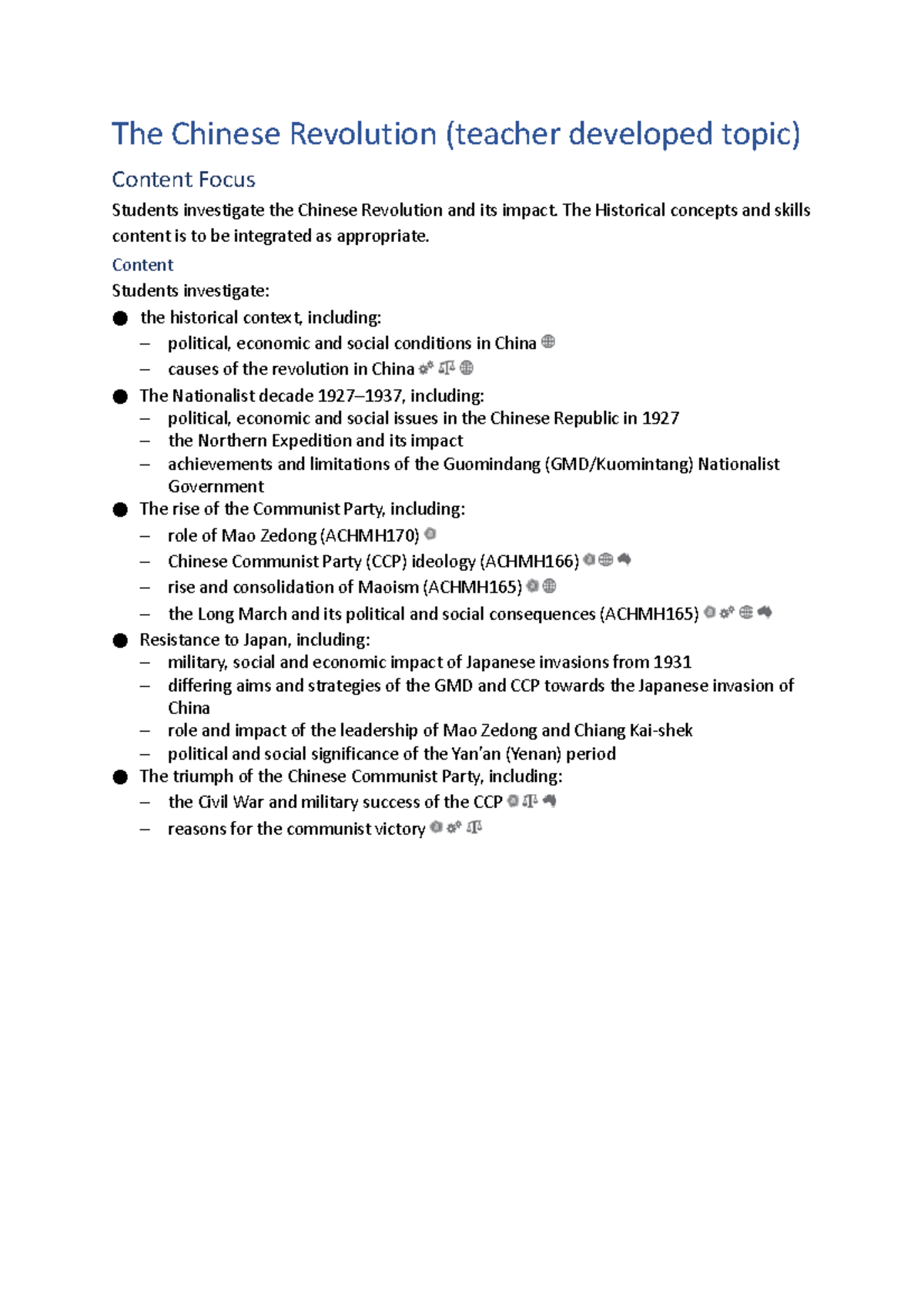 Syllabus page (teacher developed topic China) - The Chinese Revolution ...
