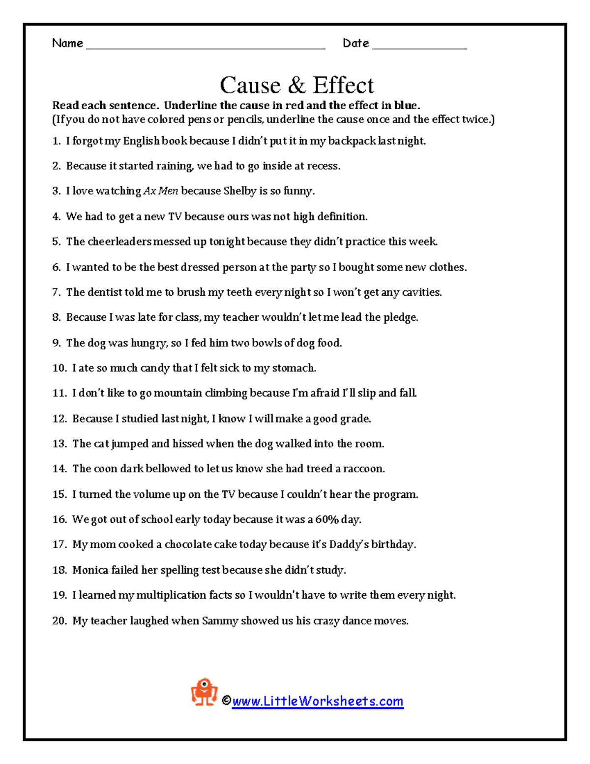 Cause and effect -for lecture - Name ...