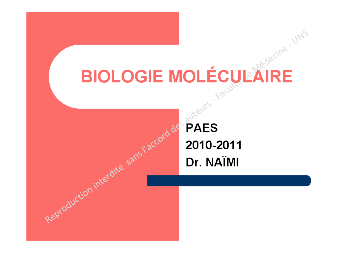Poly%20Biologie%20Mol%C3%A9culaire%20PAES%203%C3%A8me%20partie%202010 ...