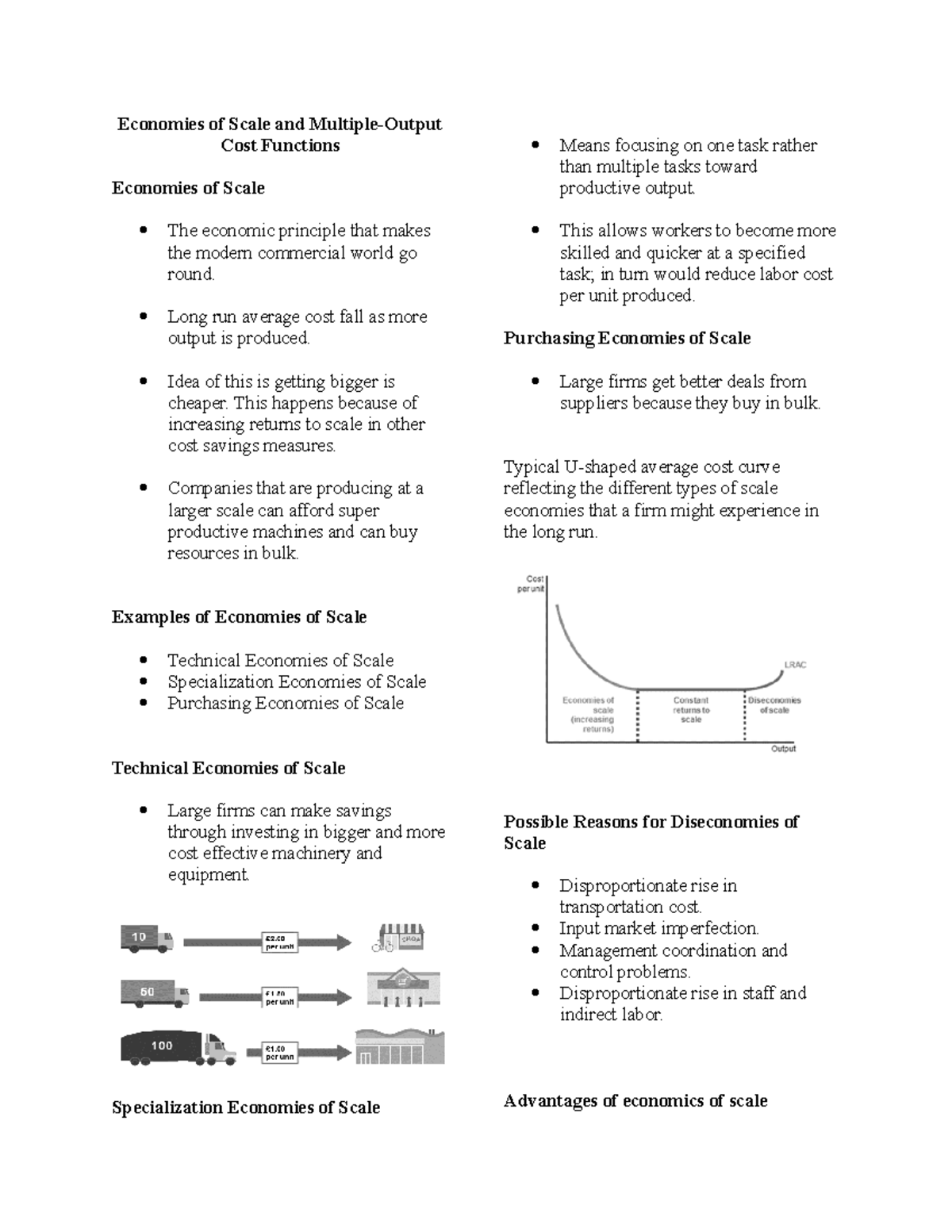 ECON Additional Resource Economies Of Scale And Multiple Output