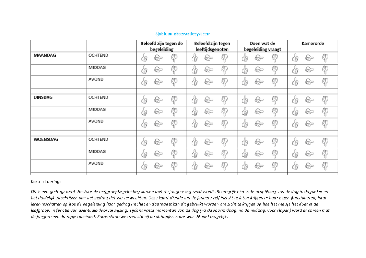 Sjabloon 1 observatiesysteem gedragskaart - Sjabloon observatiesysteem ...