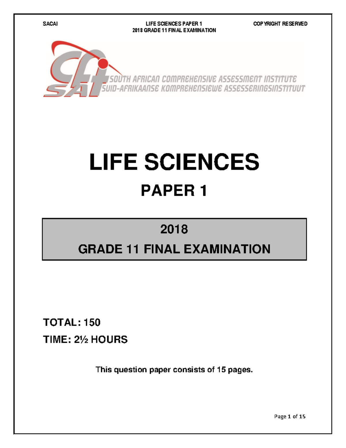 P1 QP Gr11 2018 - just to help u study ig - 2018 GRADE 11 FINAL ...