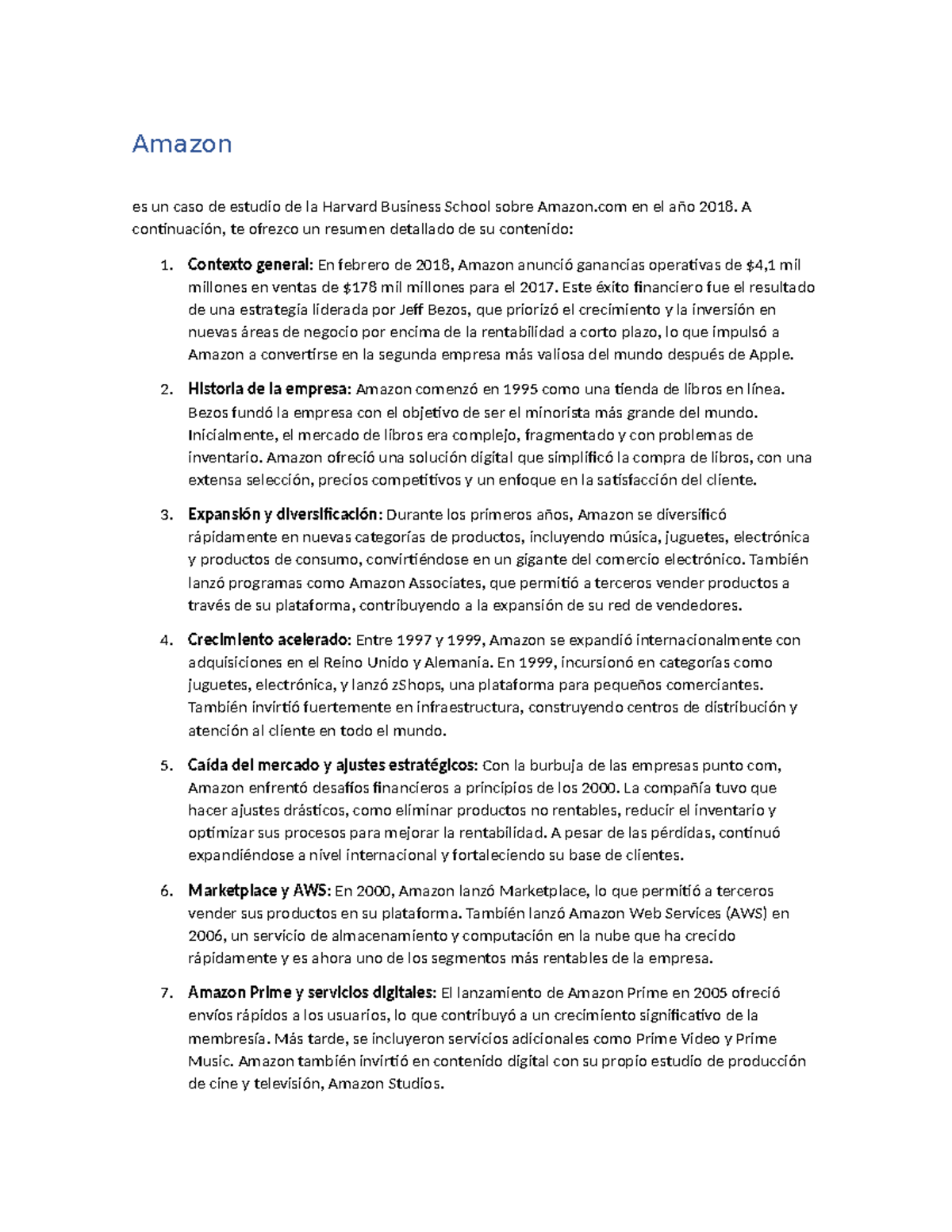 Resumenes, Casos - para compresión del tema - Amazon es un caso de ...