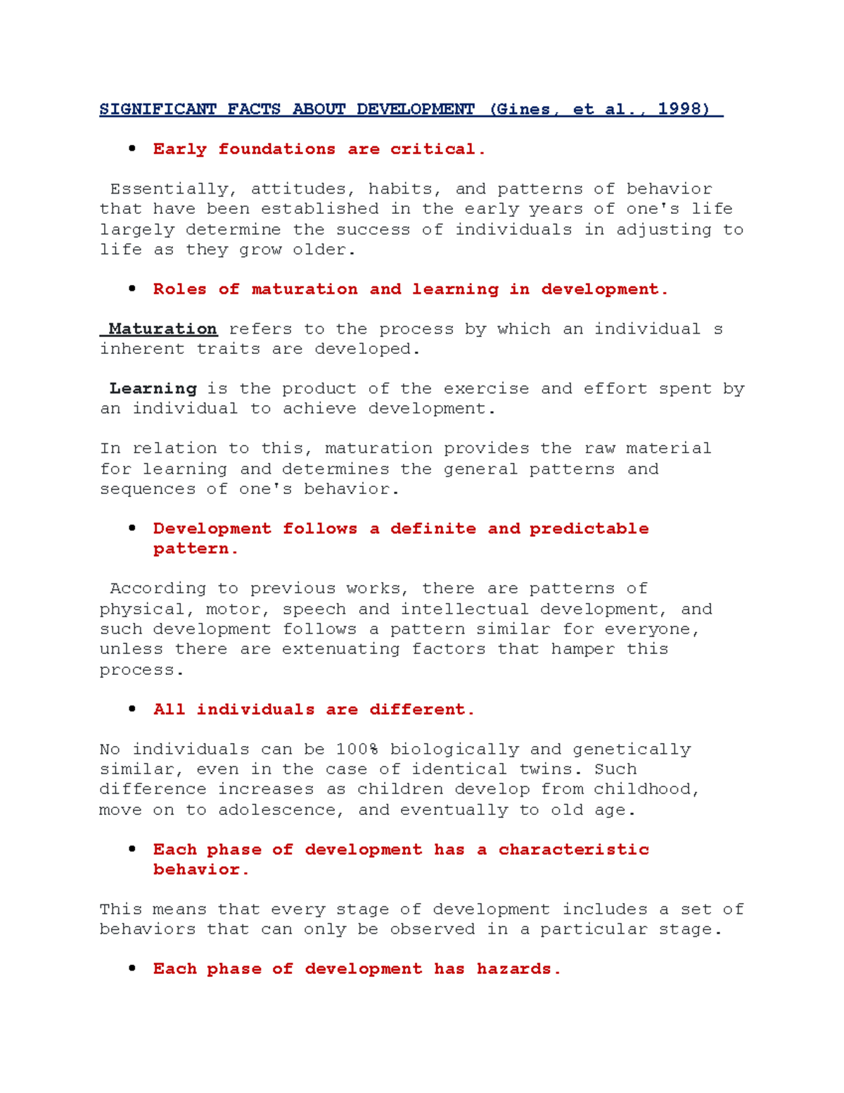 Week 2 Significant Facts About Development - SIGNIFICANT FACTS ABOUT ...