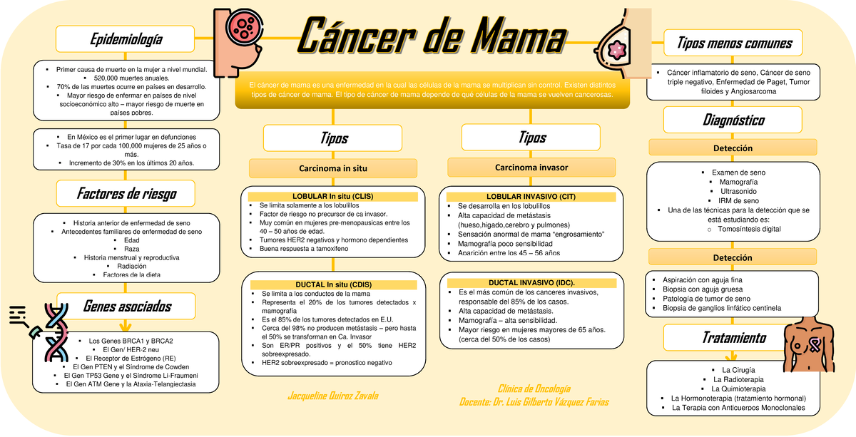 Ca de Mama - Mapa conceptual sobre Ca de mama donde se incluyen las principales características ...