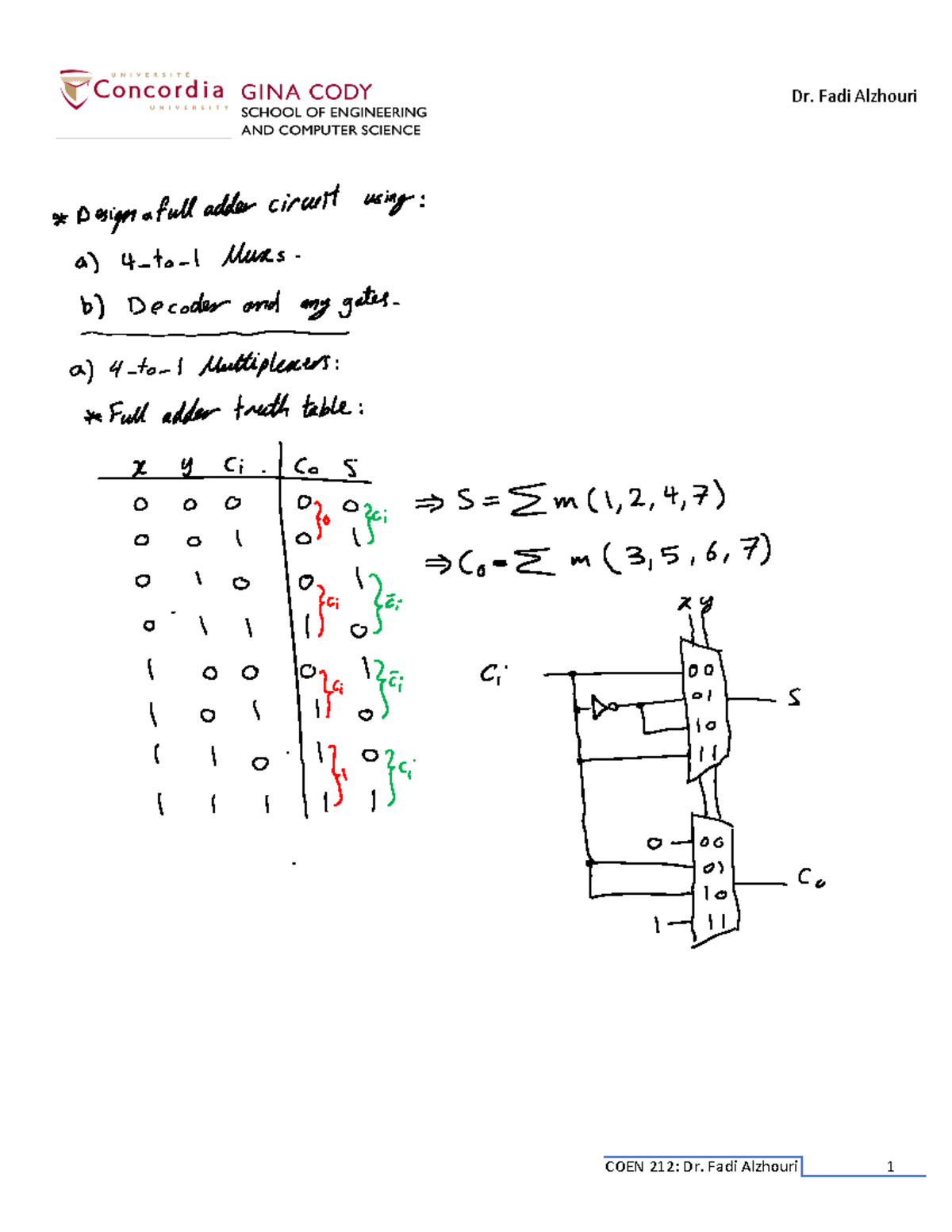 Review 2 - Design a circuit with 4 inputs and 2 outputs. The outputs O ...