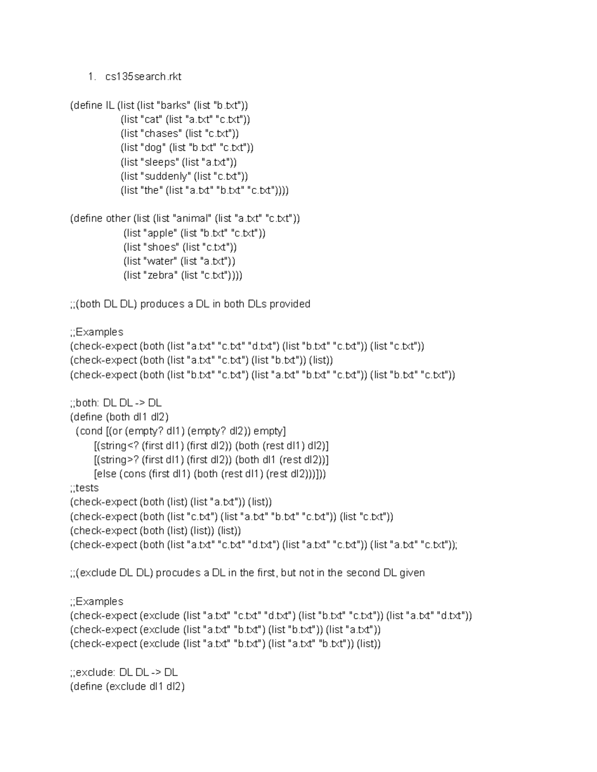 A05 - A05-A09 Assignment solutions F2022 - cs135search (define IL (list (list "barks" - Studocu