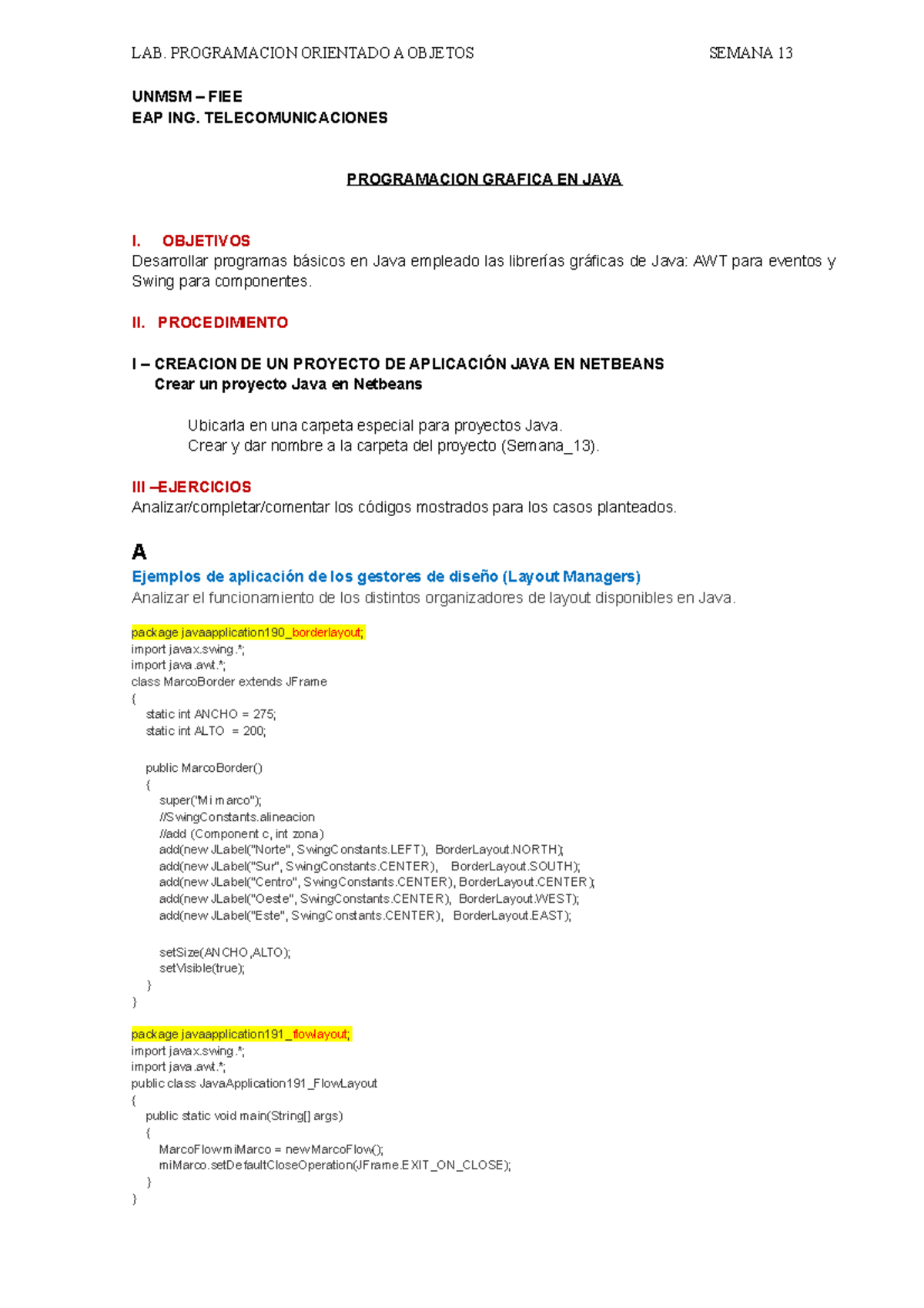 LAB. 13 - Programación gráfica Programas básicos en Java - EJERCICIOS ...