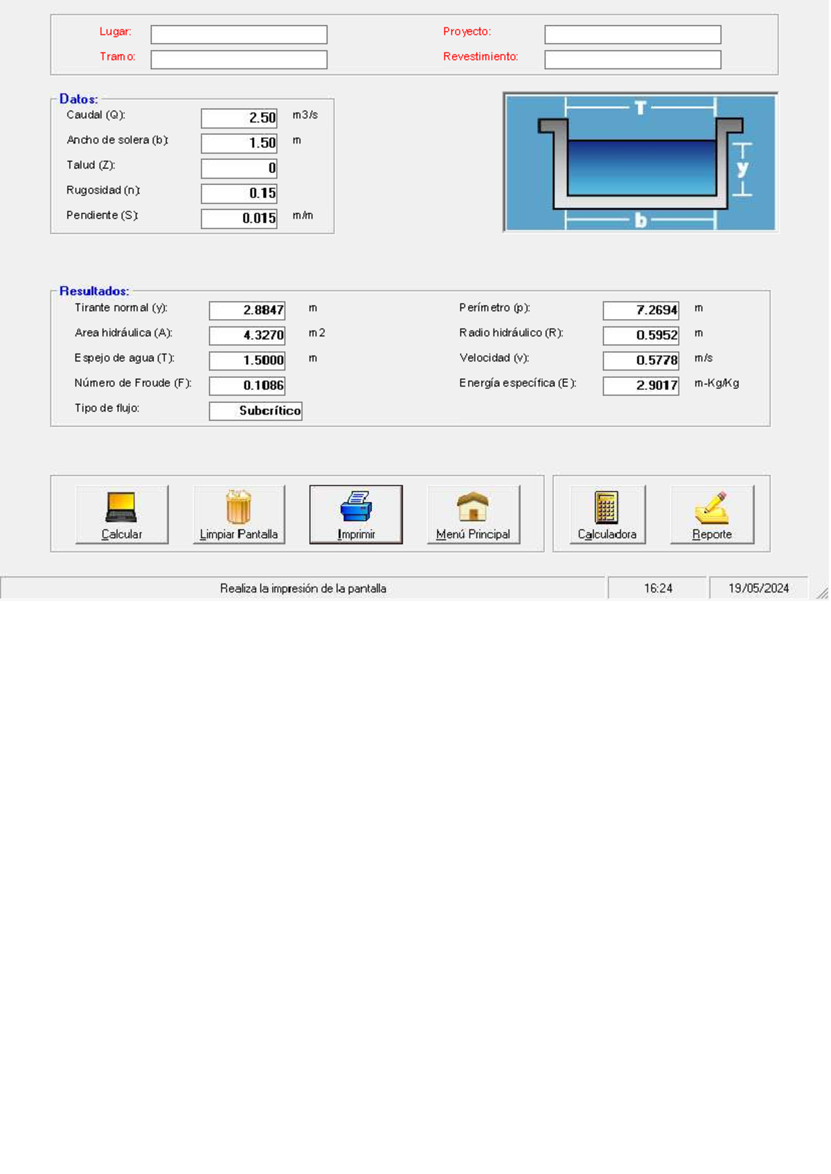 Canal Rectangular - HIDRAULICA - ing civil - Tirante normal (y): Area ...