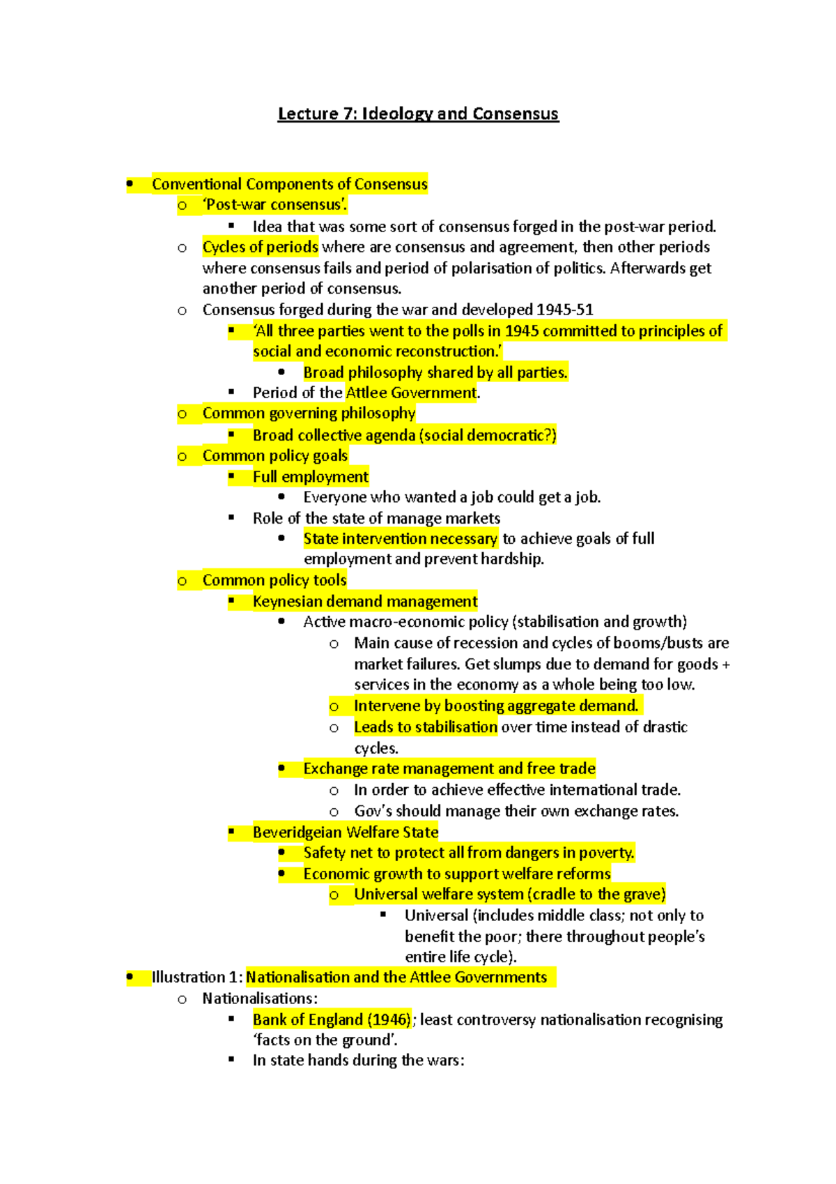 Lecture 7- Ideology and Consensus - Lecture 7: Ideology and Consensus ...