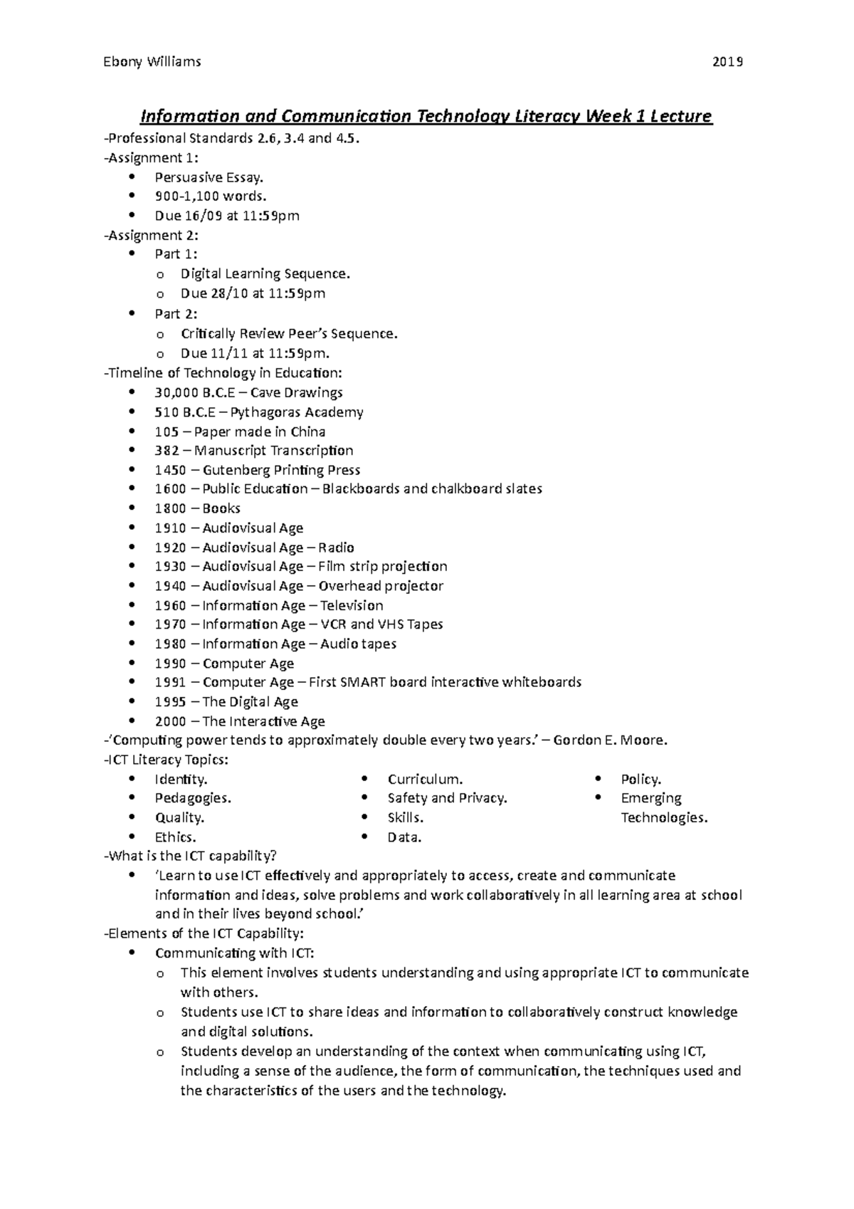 Information and Communication Technology Literacy Tutorial Notes ...