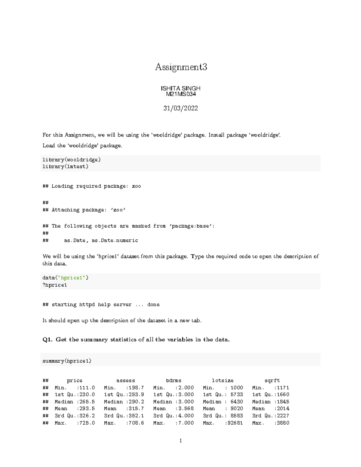 Ishita- Assignment - For this Assignment, we will be using the ...