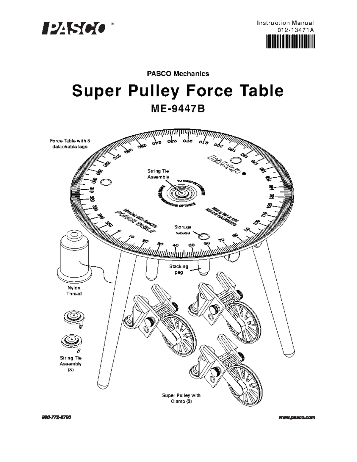 Super Pulley Force Table Manual ME 9447B - PASCO Mechanics Super Pulley ...