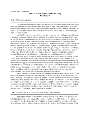 MMPS Final Project Task #1: create your Math Autobiography - Emily De ...