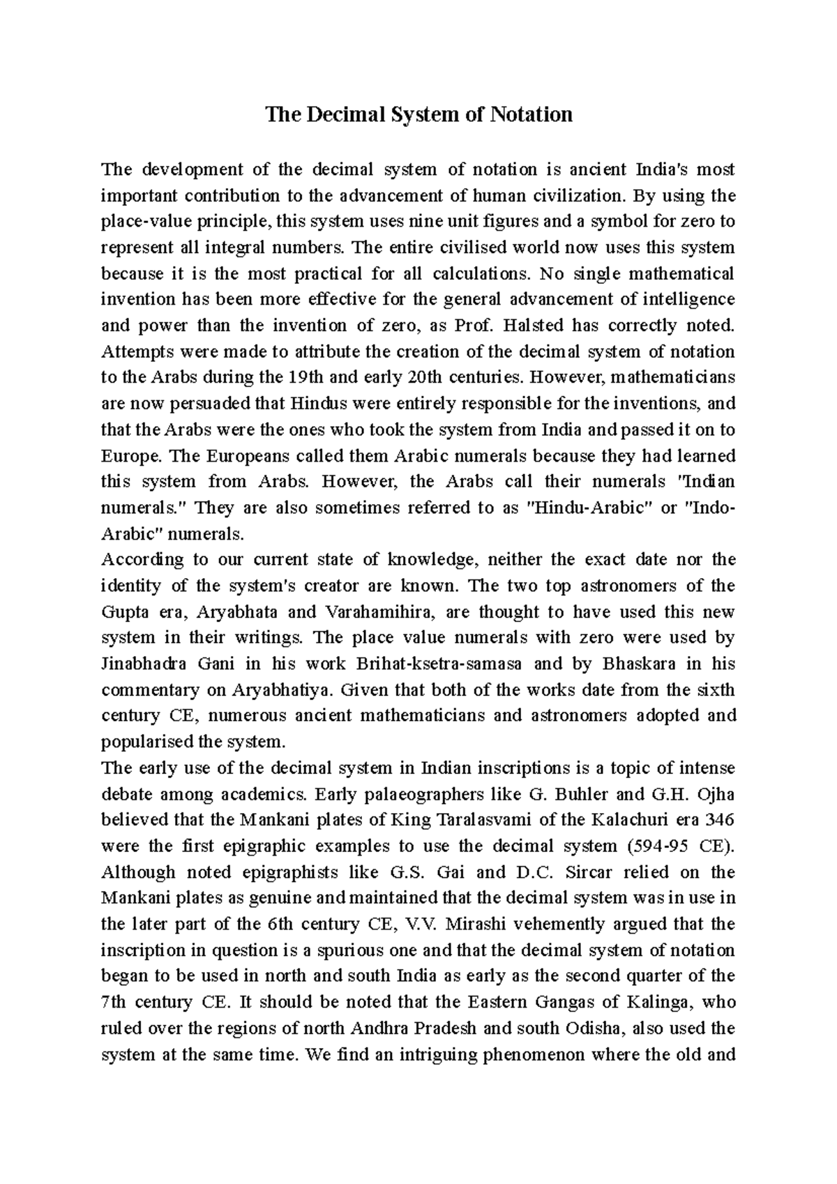 The Decimal System of Notation - By using the place-value principle ...