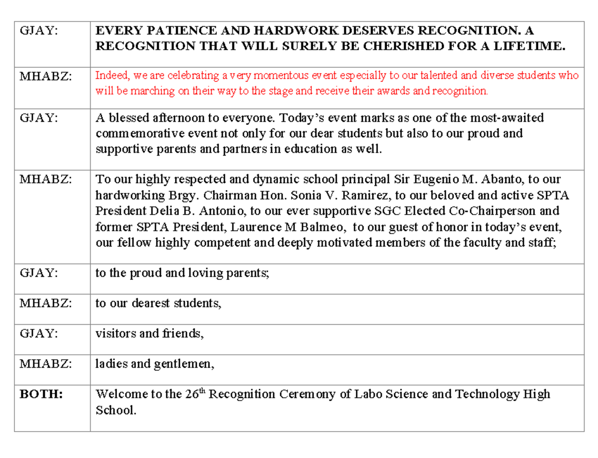 412240985 Script for Recognition 2019 - GJAY: EVERY PATIENCE AND ...