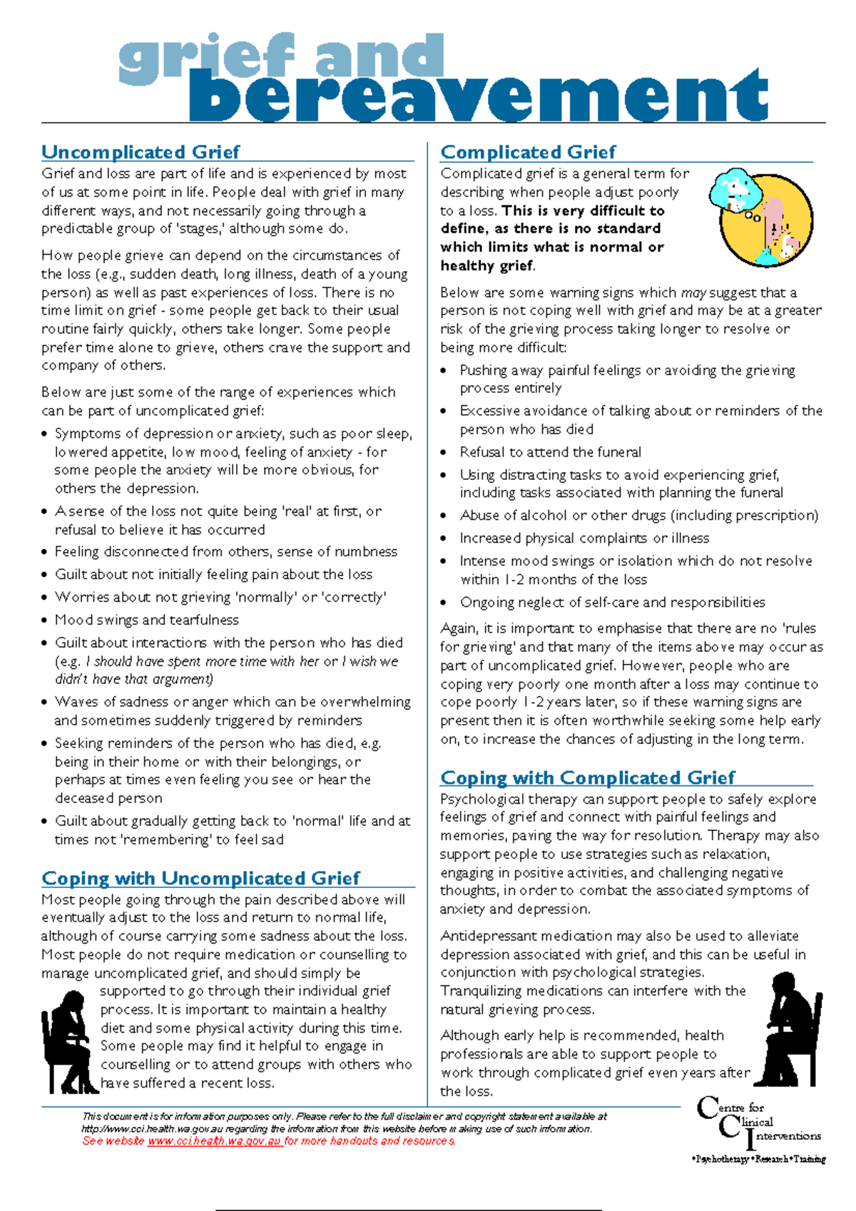 Depression Information Sheet - 15 - Grief and Bereavement - This ...