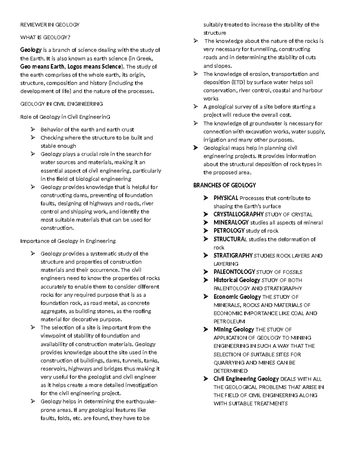 Reviewer IN Geology - Summary Civil Engineering - REVIEWER IN GEOLOGY ...