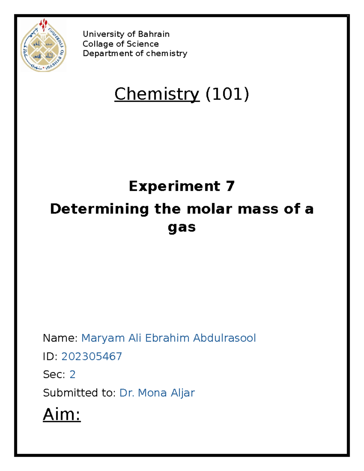 Lab Chemy 3 - thank you - Collage of Science Department of chemistry ...