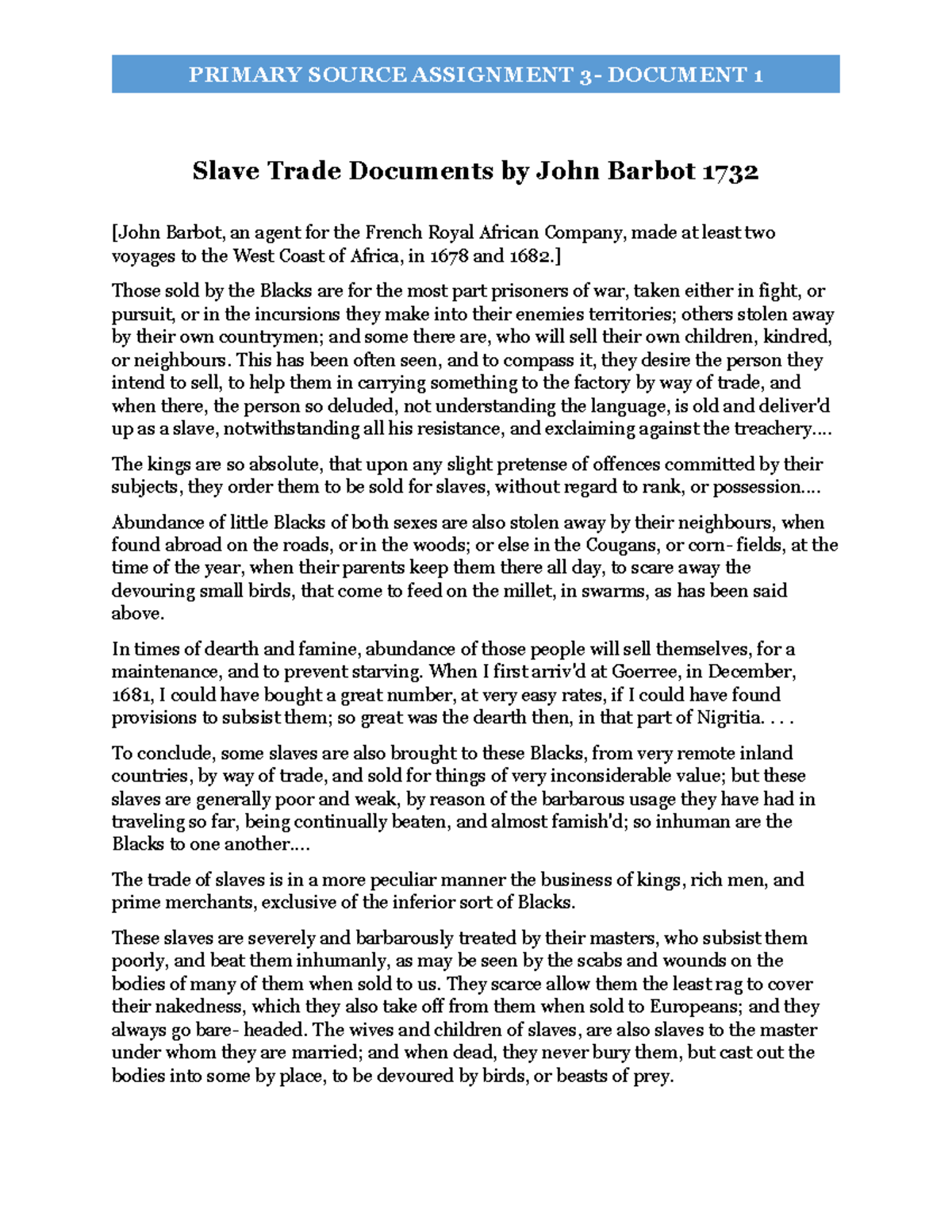 Slave Trade Documents by John Barbot 1732 - ] Those sold by the Blacks ...