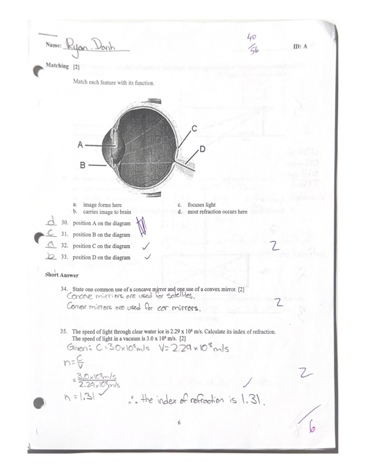 Grade 10 Science - Optics and Lenses Practice Questions - Studocu