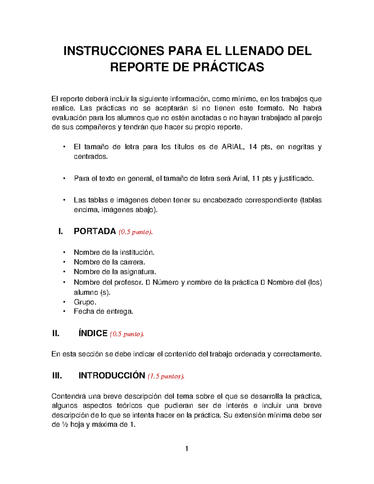 1 - Formato para Reporte - Instrucciones de llenado - 1 INSTRUCCIONES ...
