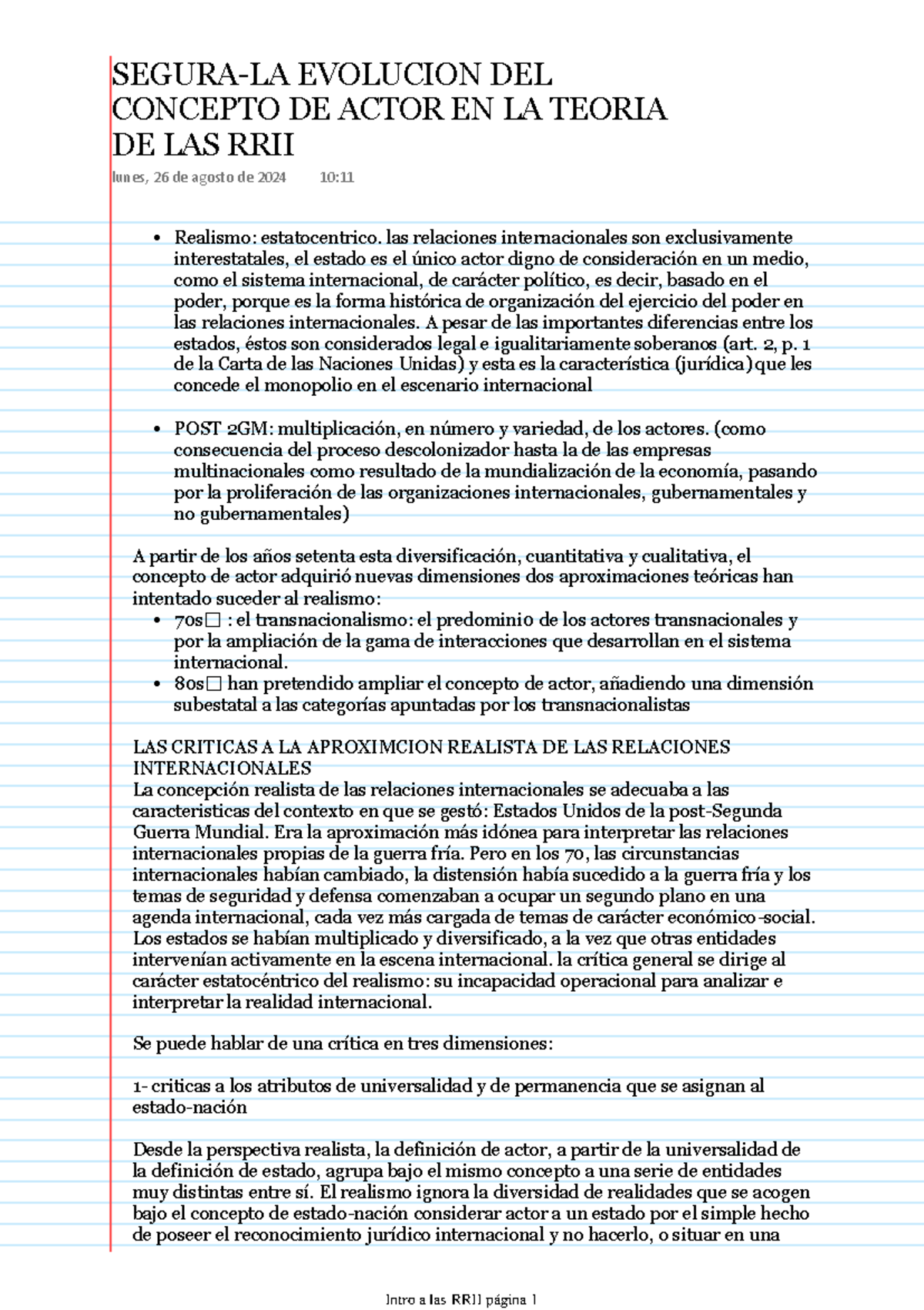 Segura-LA Evolucion DEL Concepto DE Actor EN LA Teoria DE LAS RRII ...