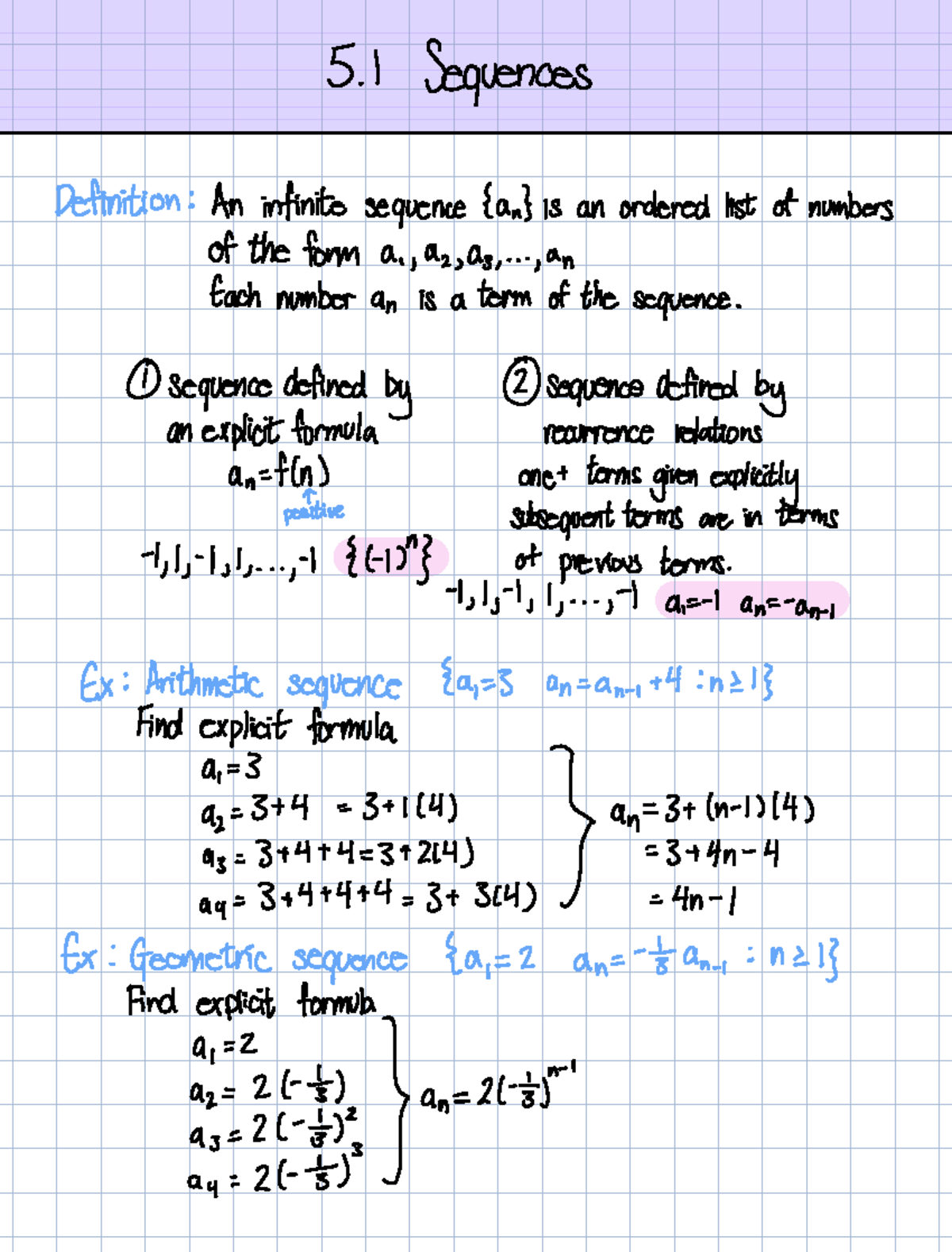 Sequences and Series - 5 Sequences Definition An infinite sequence an is an ordered list of ...