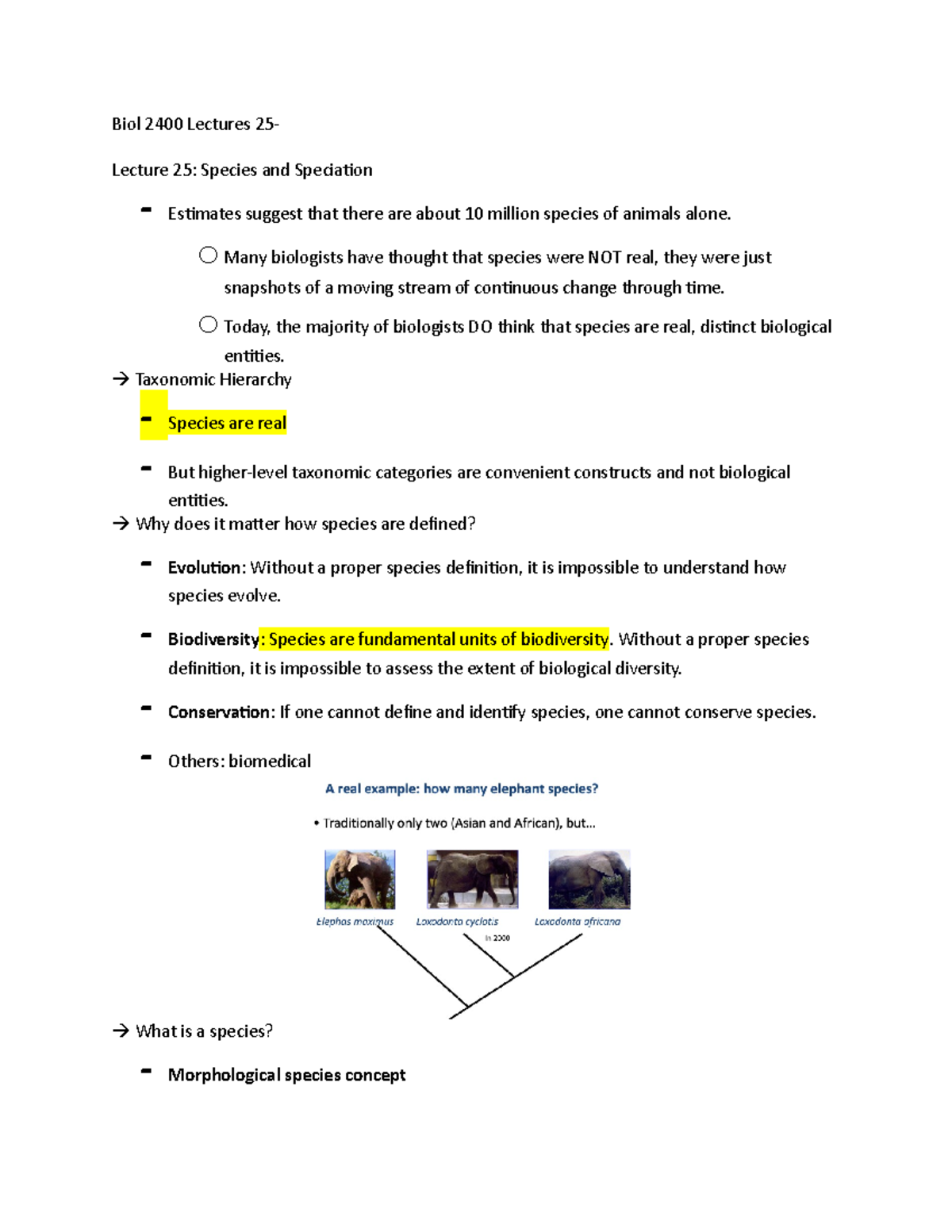 Biol 2400 Lectures 25 - CLASS NOTES - Biol 2400 Lectures 25- Lecture 25 ...