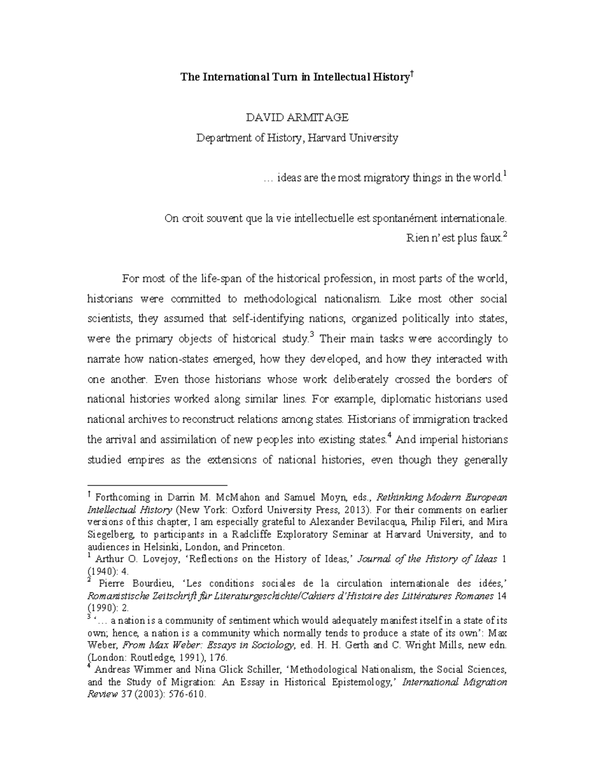Armitage International turn - The International Turn in Intellectual ...