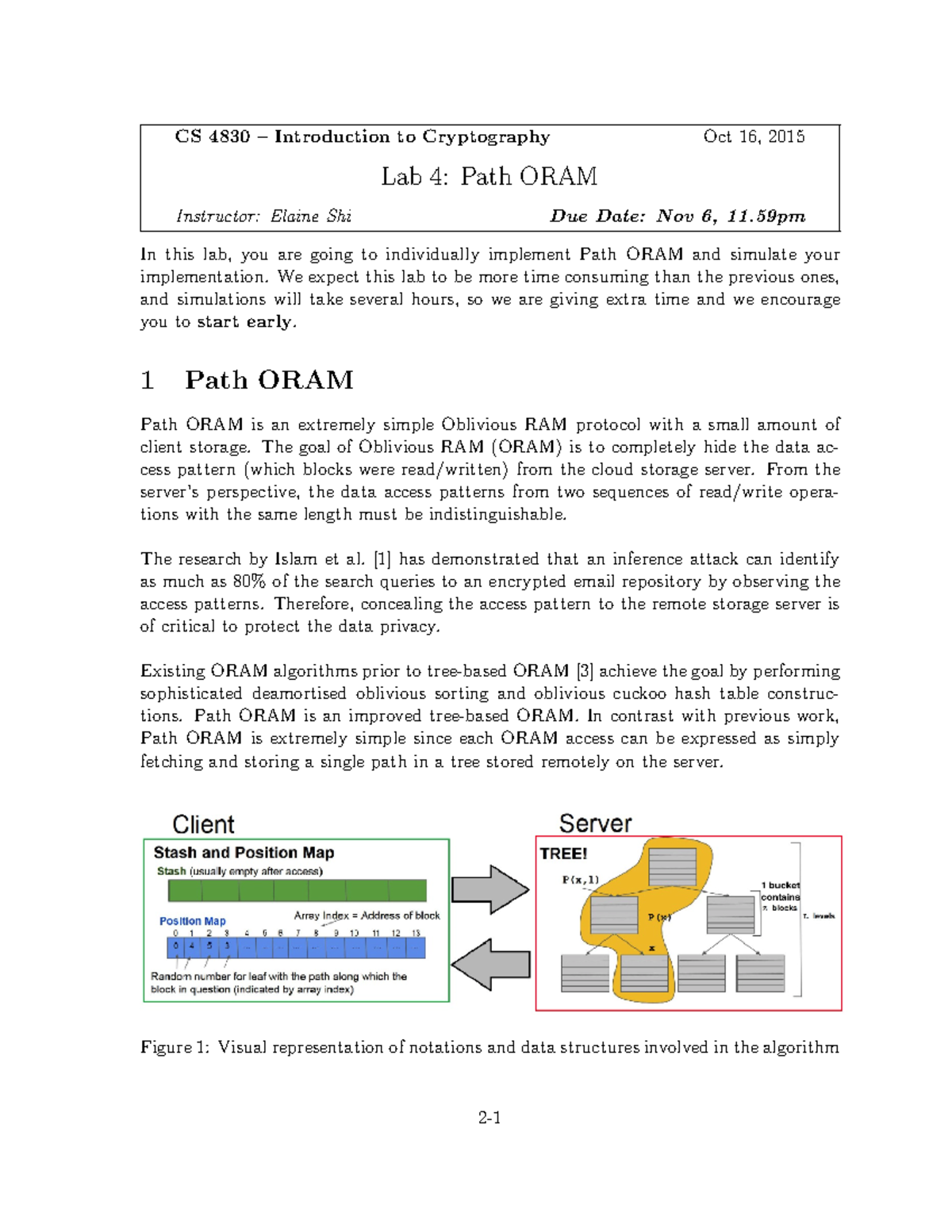 CS4830Lab4Path ORAM - Lab4 PathORAM - CS 4830 – Introduction to ...