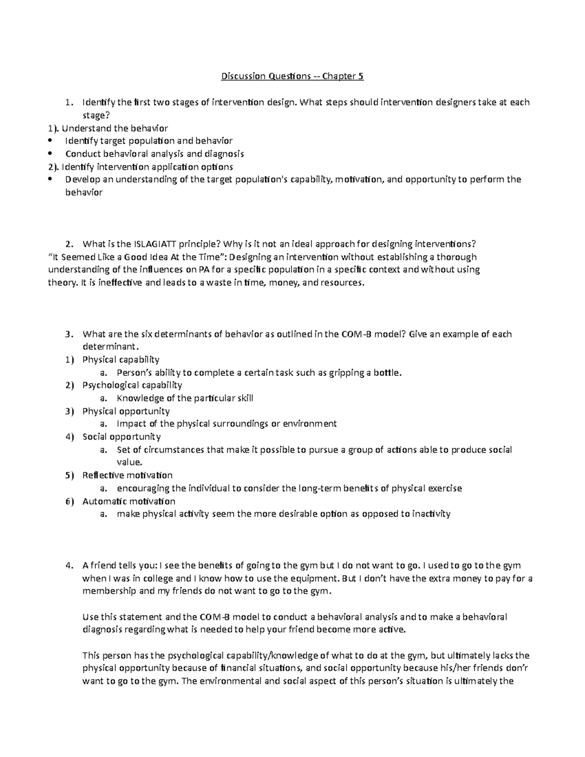 Chapter 5 Questions Ex Psy - Discussion Questions ‐‐ Chapter 5 Identify ...