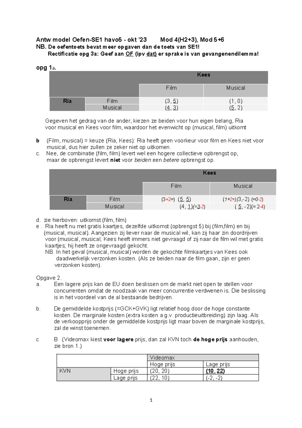 5H SE1 Oefen SE 1 HAVO module 4 H1 2 5 en 6 Opgaven Bronnen SE1 2023 2024 antw model - Antw ...