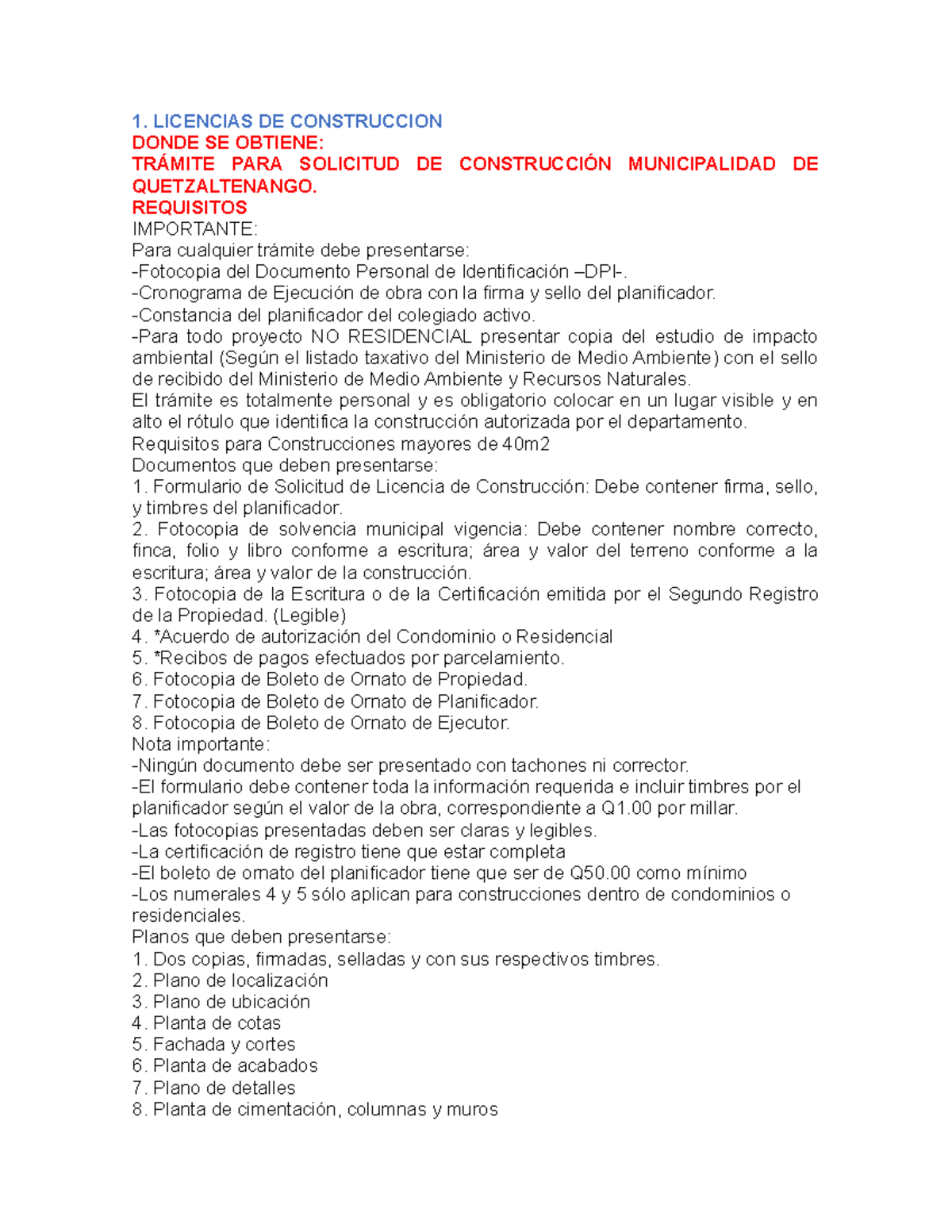 Licencias - 1. LICENCIAS DE CONSTRUCCION DONDE SE OBTIENE: TRÁMITE PARA ...