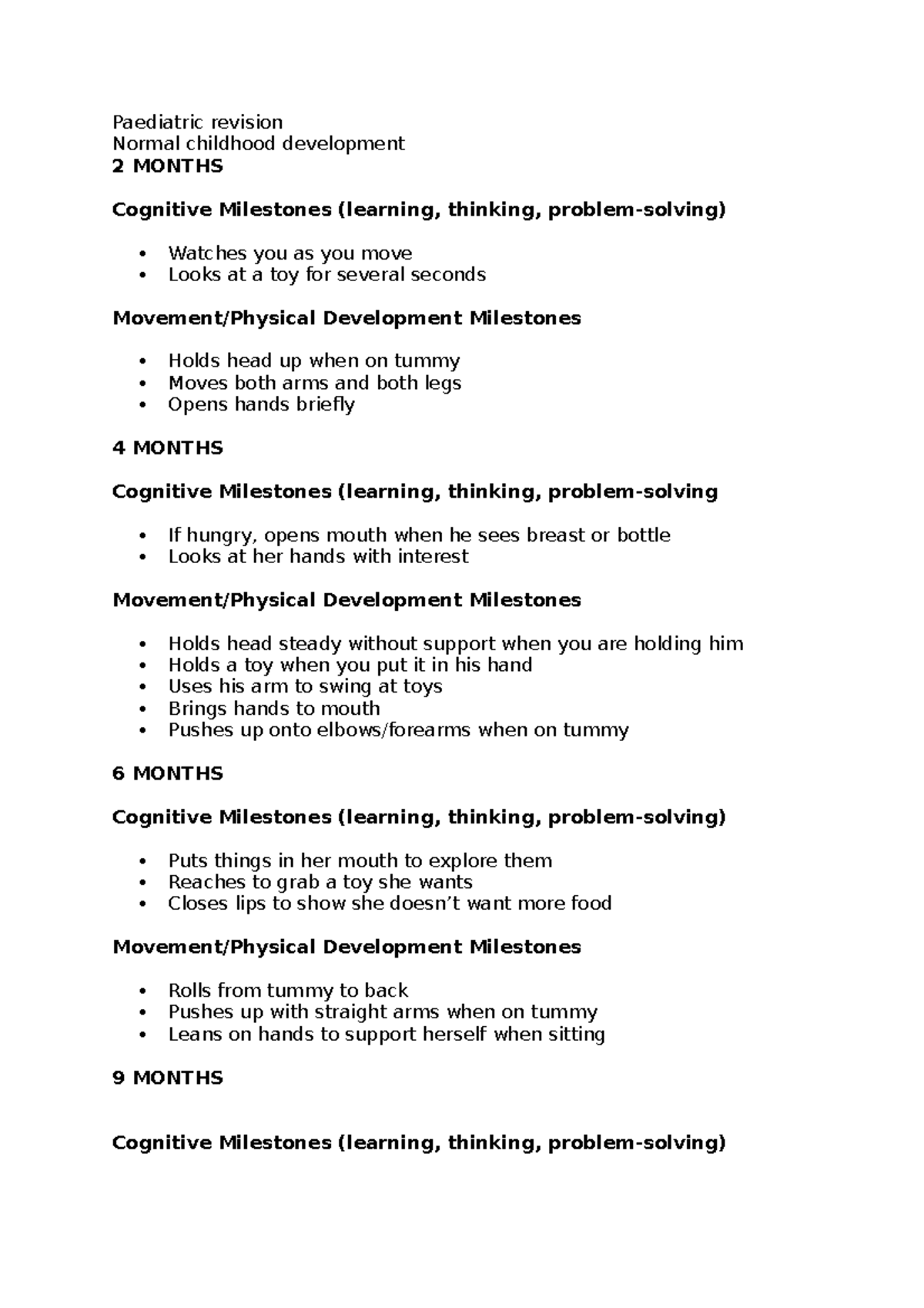 Paediatric revision - Paediatric revision Normal childhood development ...