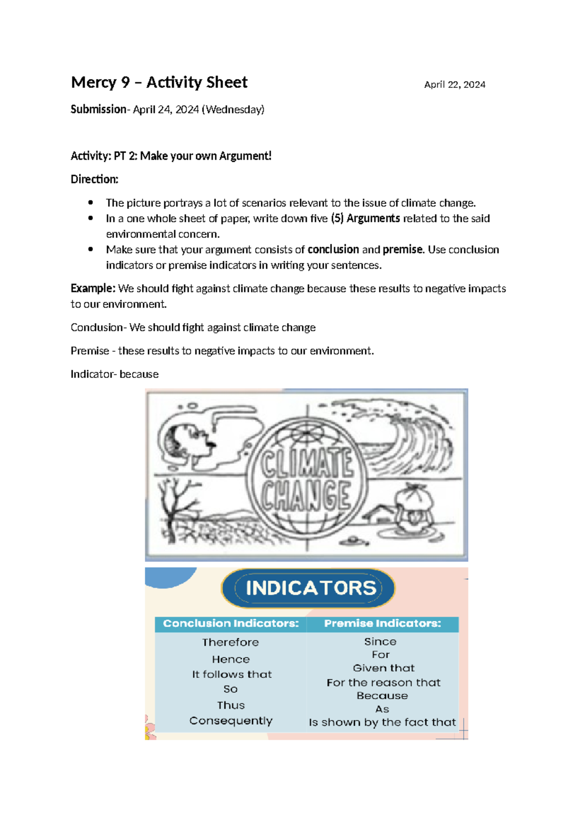Mercy 9 – Activity Sheet (april 22) - Mercy 9 – Activity Sheet April 22 ...