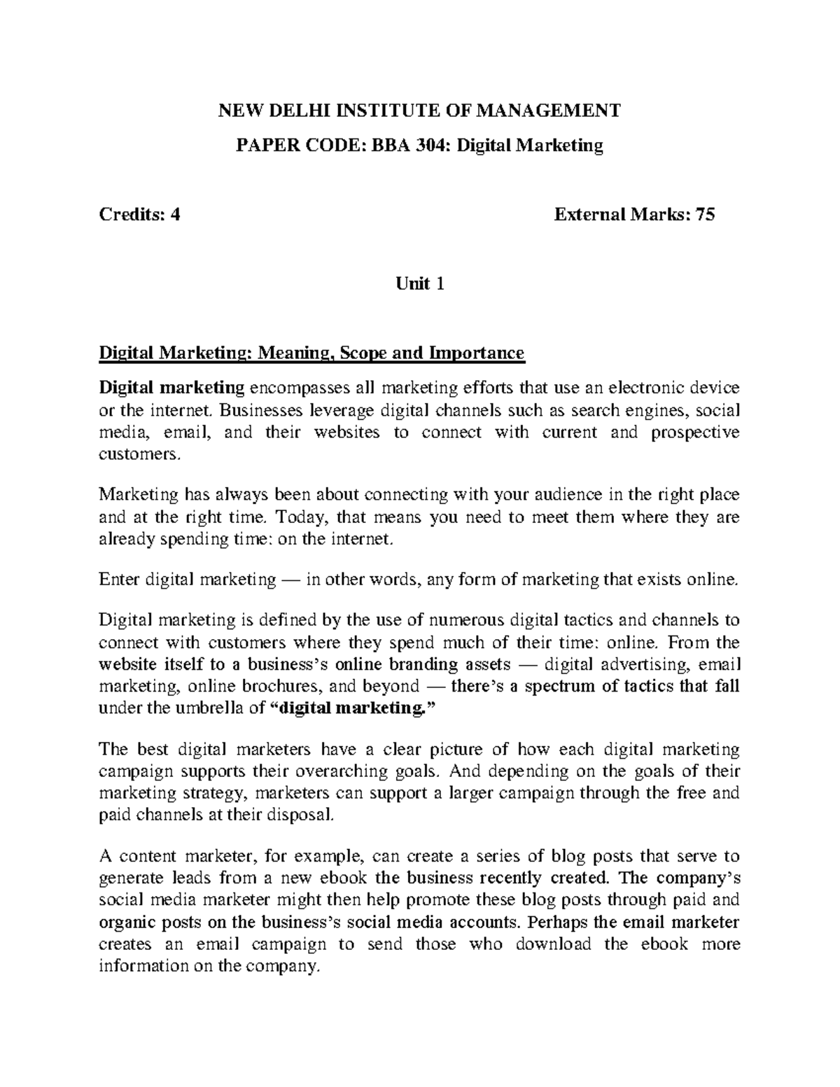 Digital-marketing-notes - NEW DELHI INSTITUTE OF MANAGEMENT PAPER CODE ...