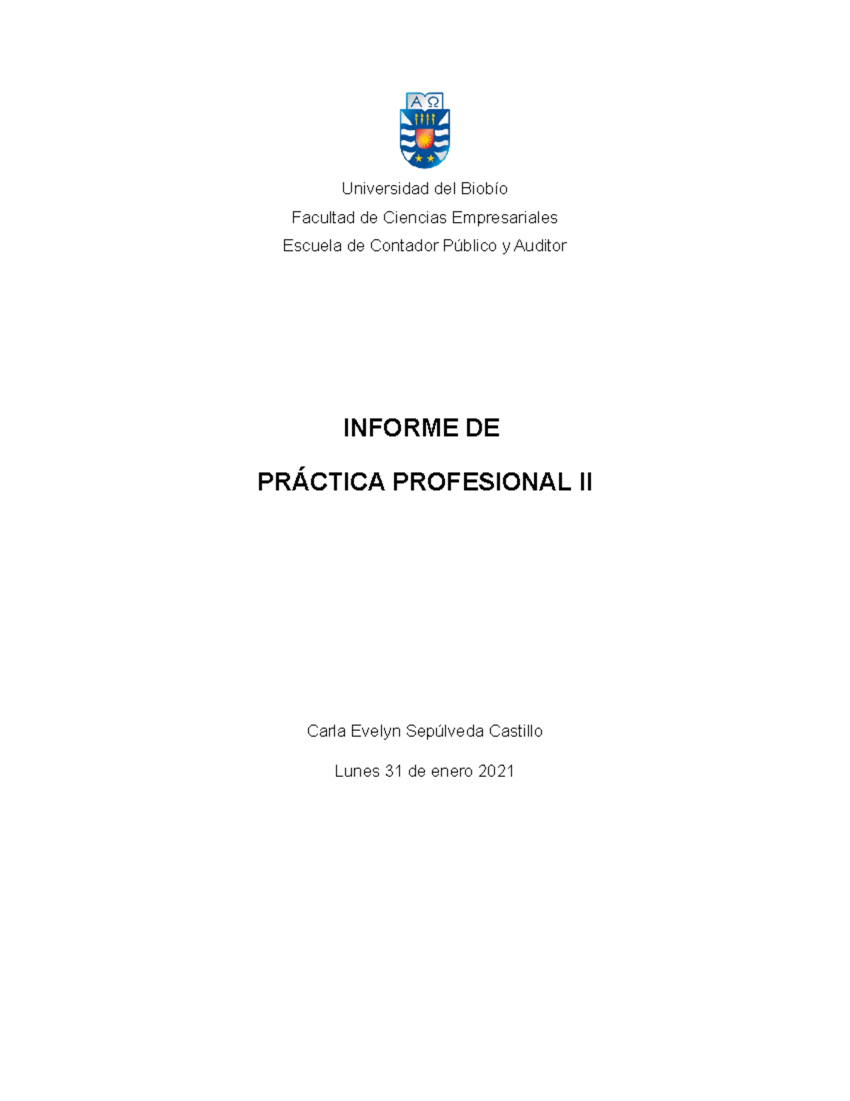 Informe practica profesional II - Universidad del Biobío Facultad de ...