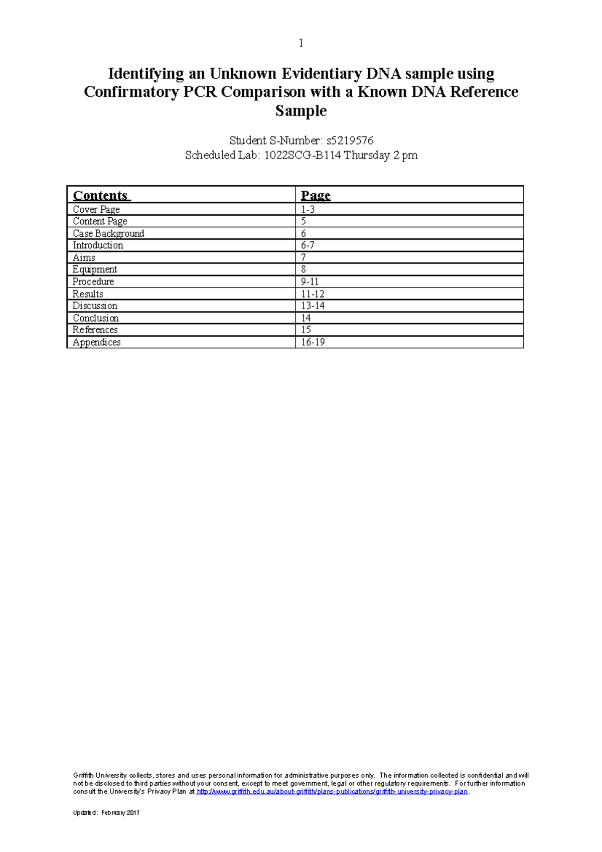 1008NSC _ Lab Report #2 - Identifying an Unknown Evidentiary DNA sample ...